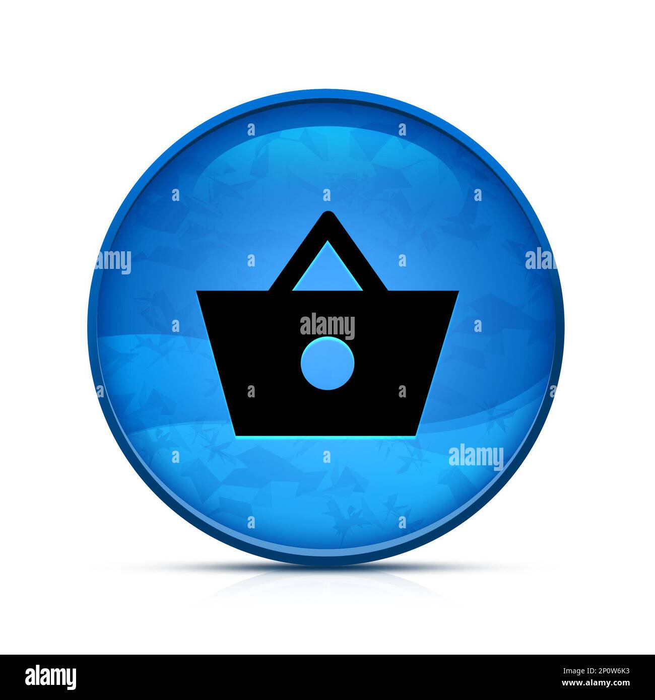 Shopping basket icon on classy splash blue round button Stock Photo - Alamy