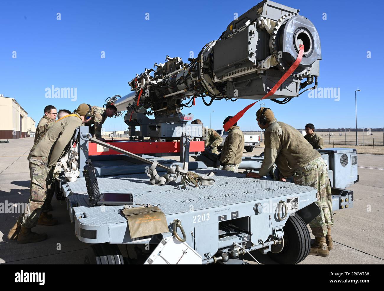 Airmen assigned to the 509th Aircraft Maintenance Squadron perform ...