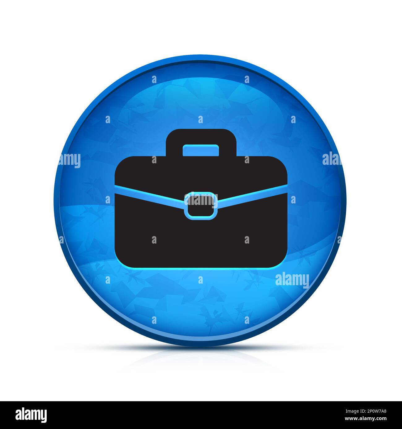 Office Bag icon on classy splash blue round button Stock Photo - Alamy
