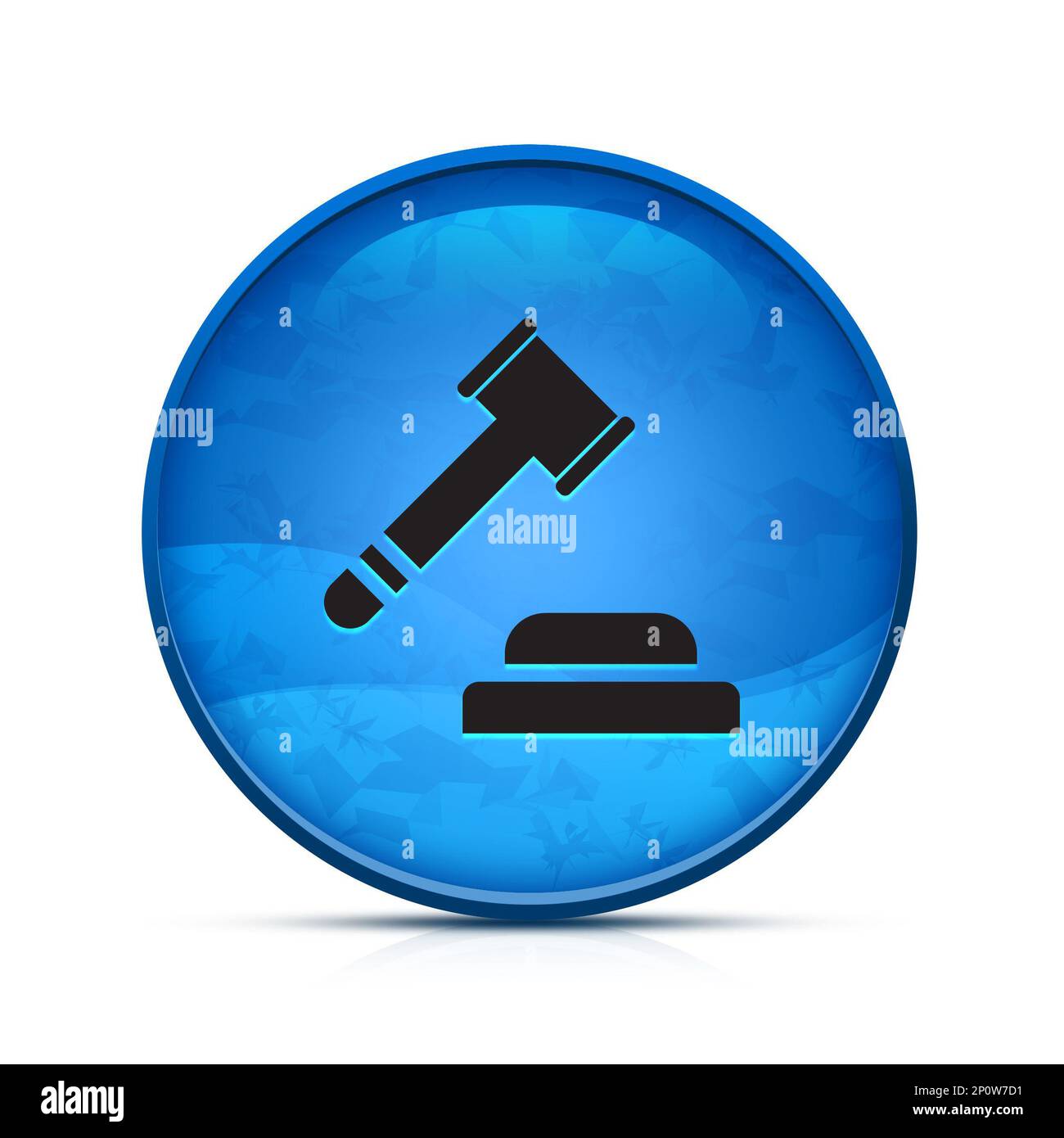 Auction icon on classy splash blue round button Stock Photo - Alamy
