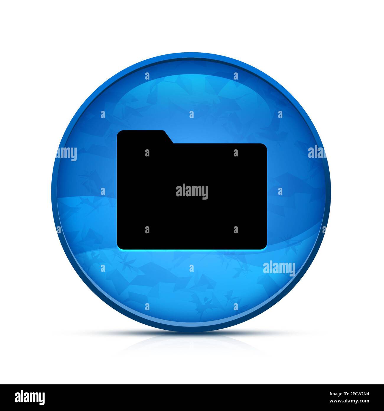 Folder icon on classy splash blue round button Stock Photo - Alamy