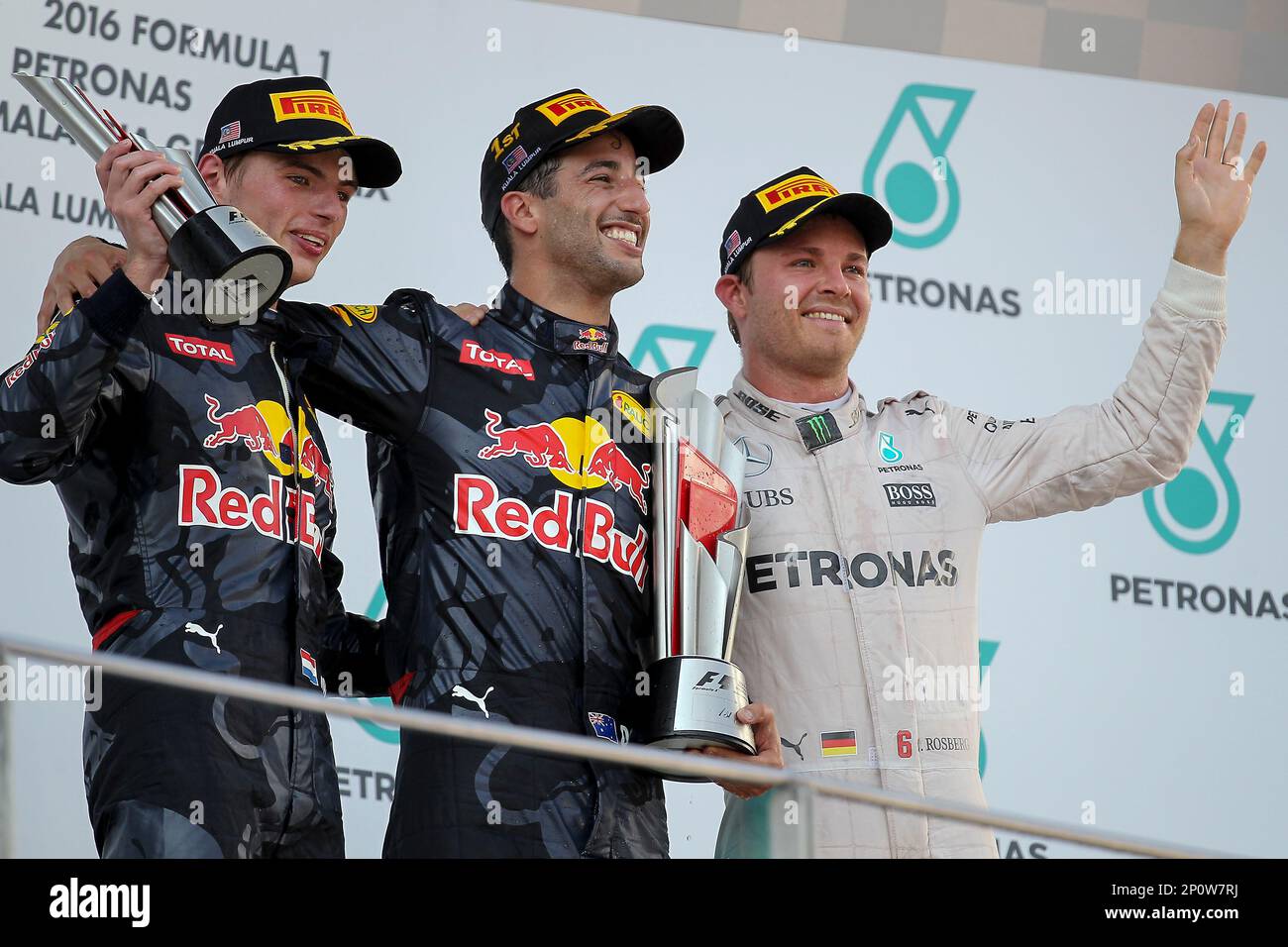02 October 2016: celebrate on the podium after winning race of the ...