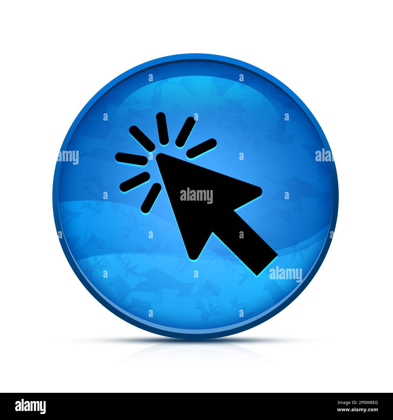 Cursor icon on classy splash blue round button Stock Photo - Alamy
