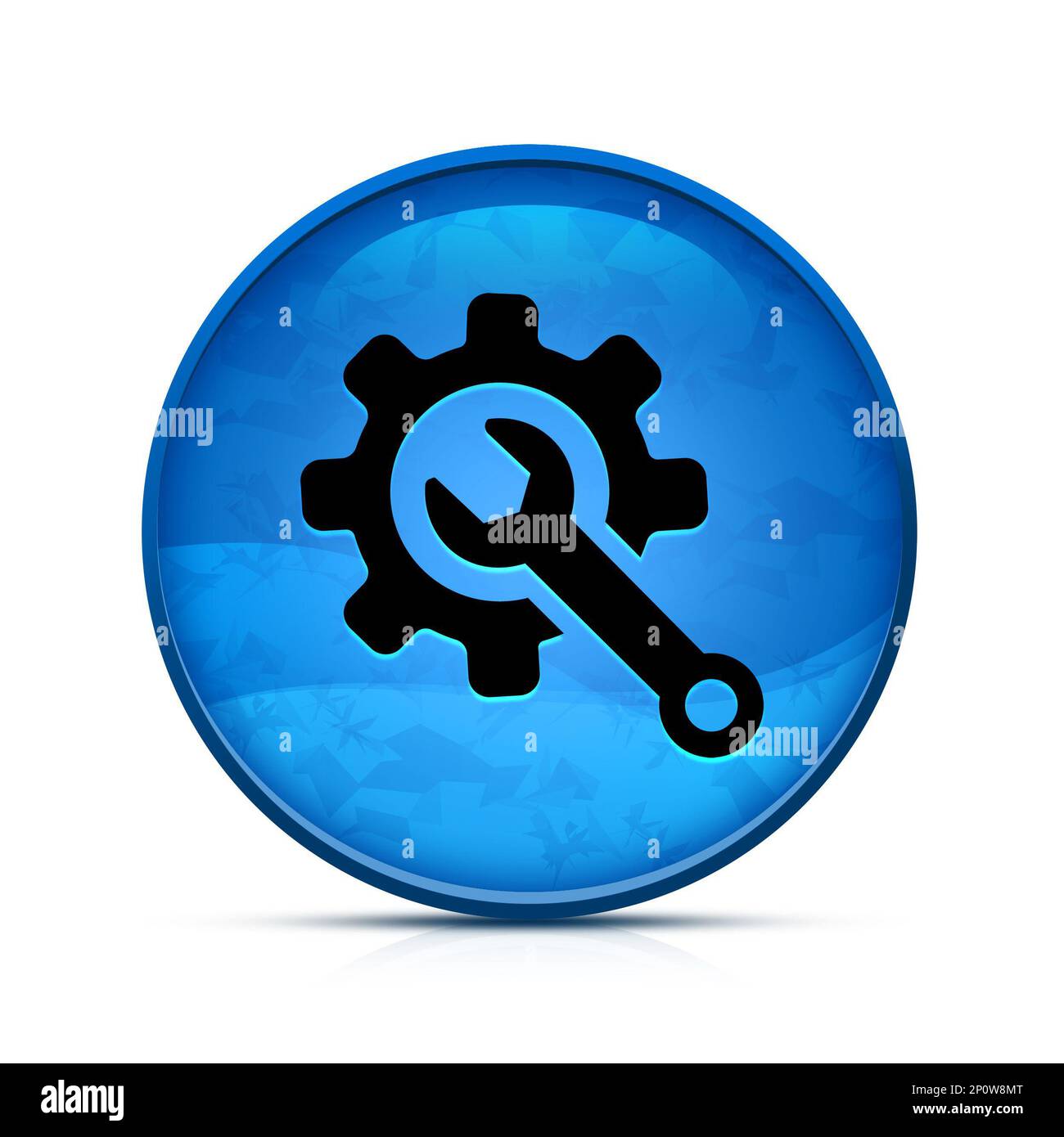 Technical support icon on classy splash blue round button Stock Photo ...
