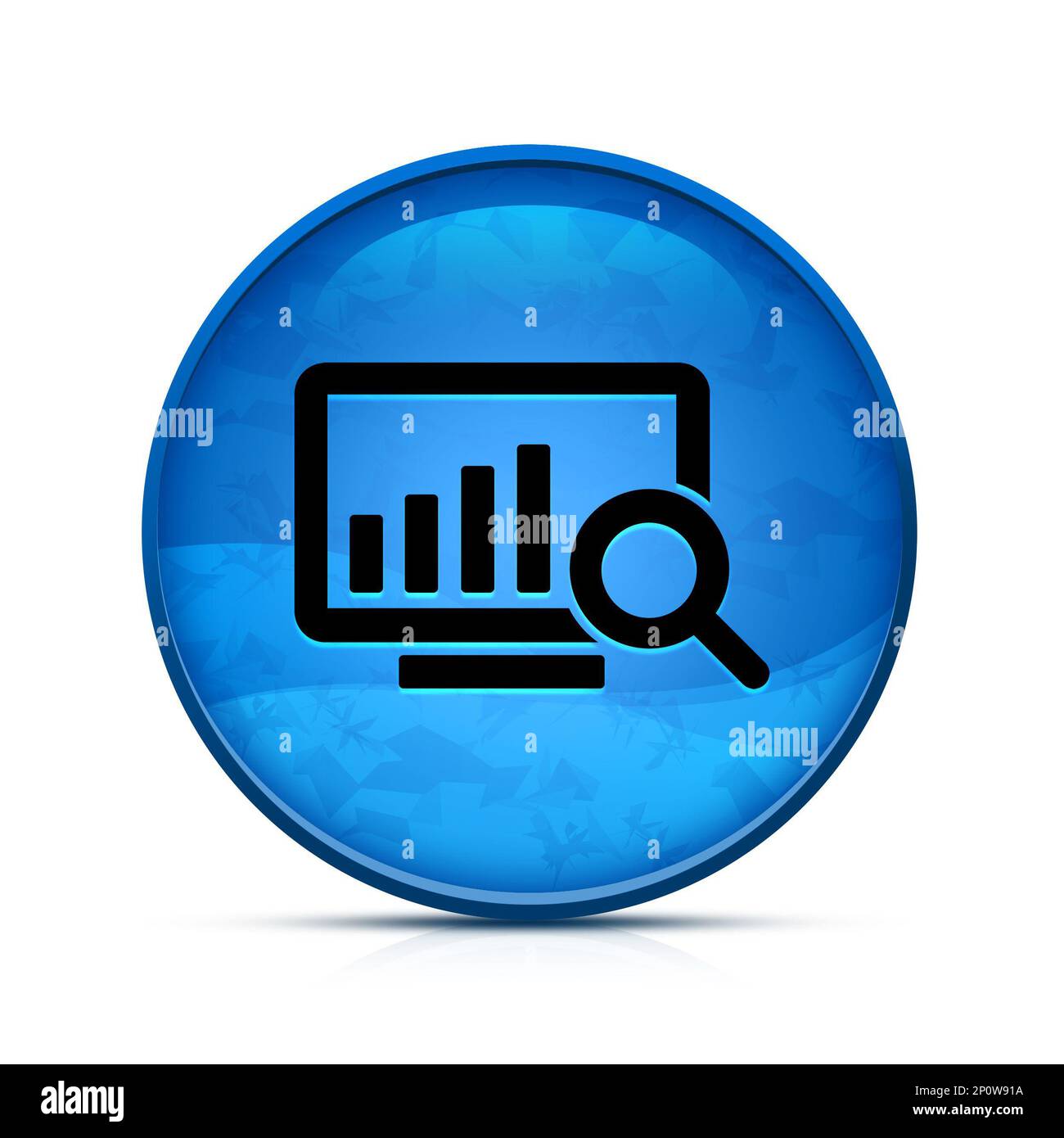 Chart icon on classy splash blue round button Stock Photo - Alamy