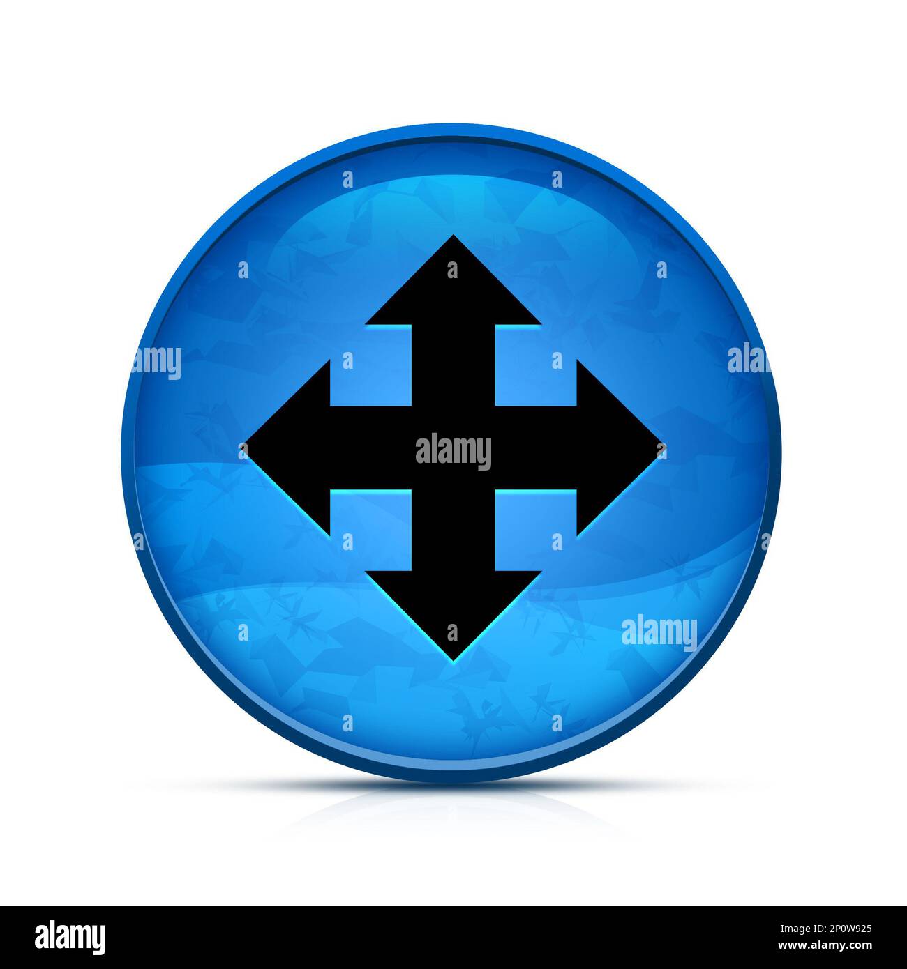 Move icon on classy splash blue round button Stock Photo - Alamy