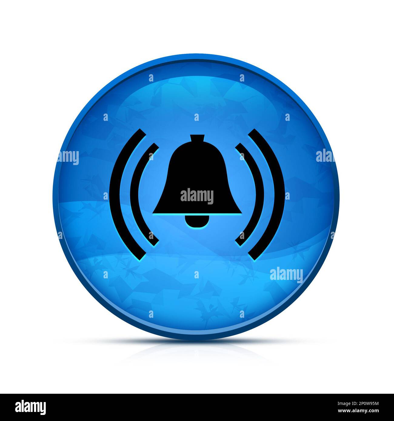 Alarm icon on classy splash blue round button Stock Photo - Alamy