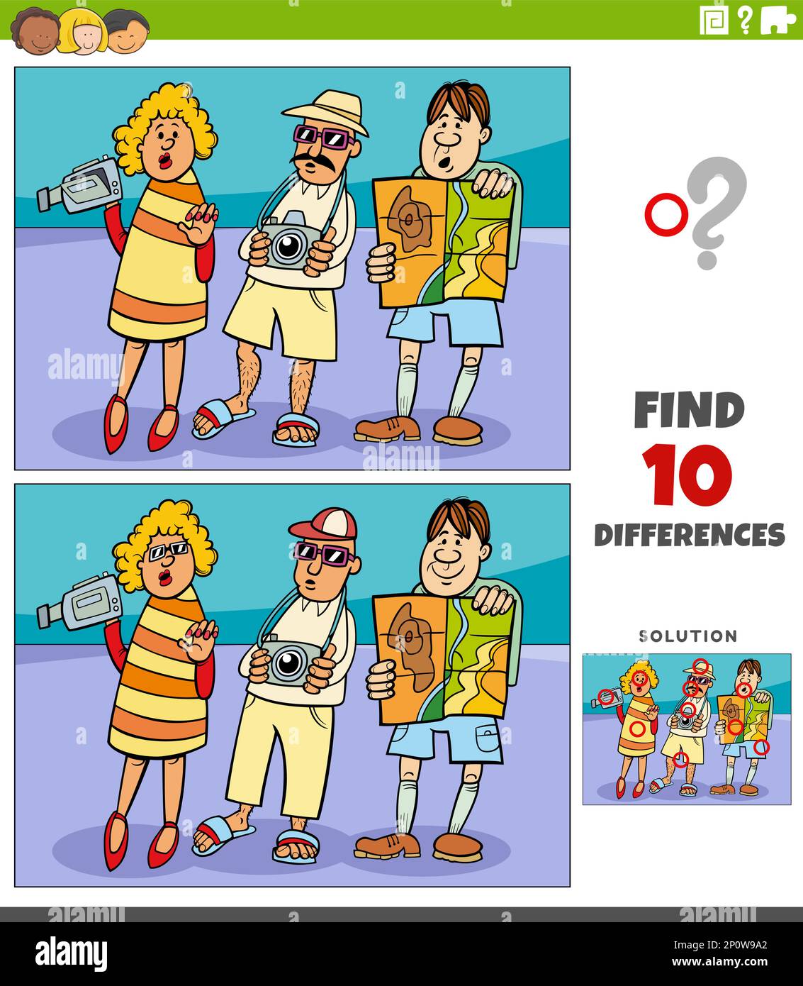 Cartoon illustration of finding the differences between pictures ...
