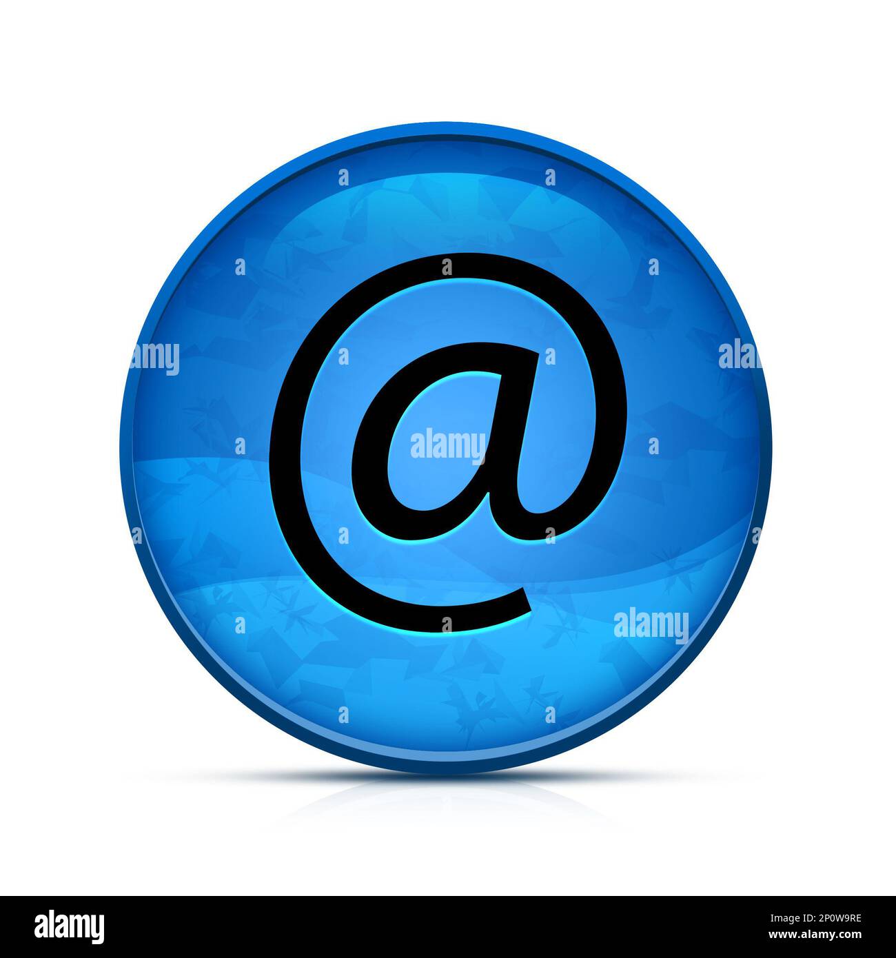 Email address icon on classy splash blue round button Stock Photo - Alamy
