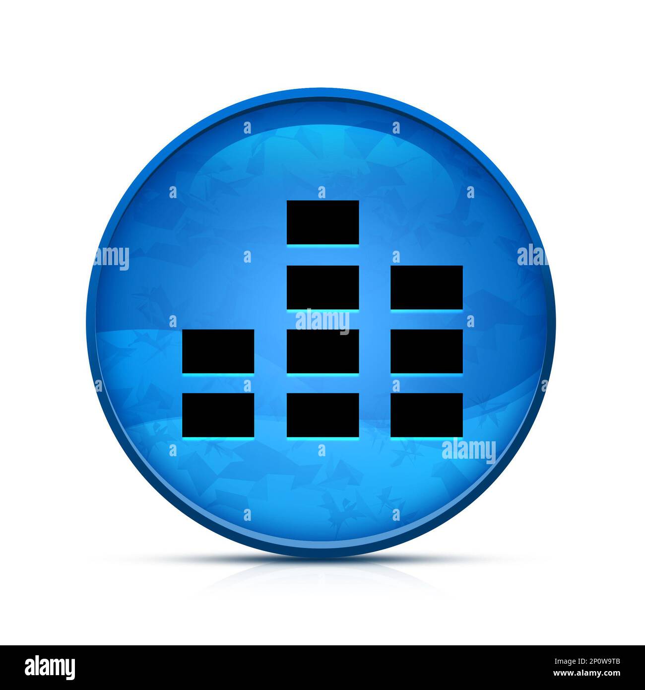 Equalizer icon on classy splash blue round button Stock Photo - Alamy