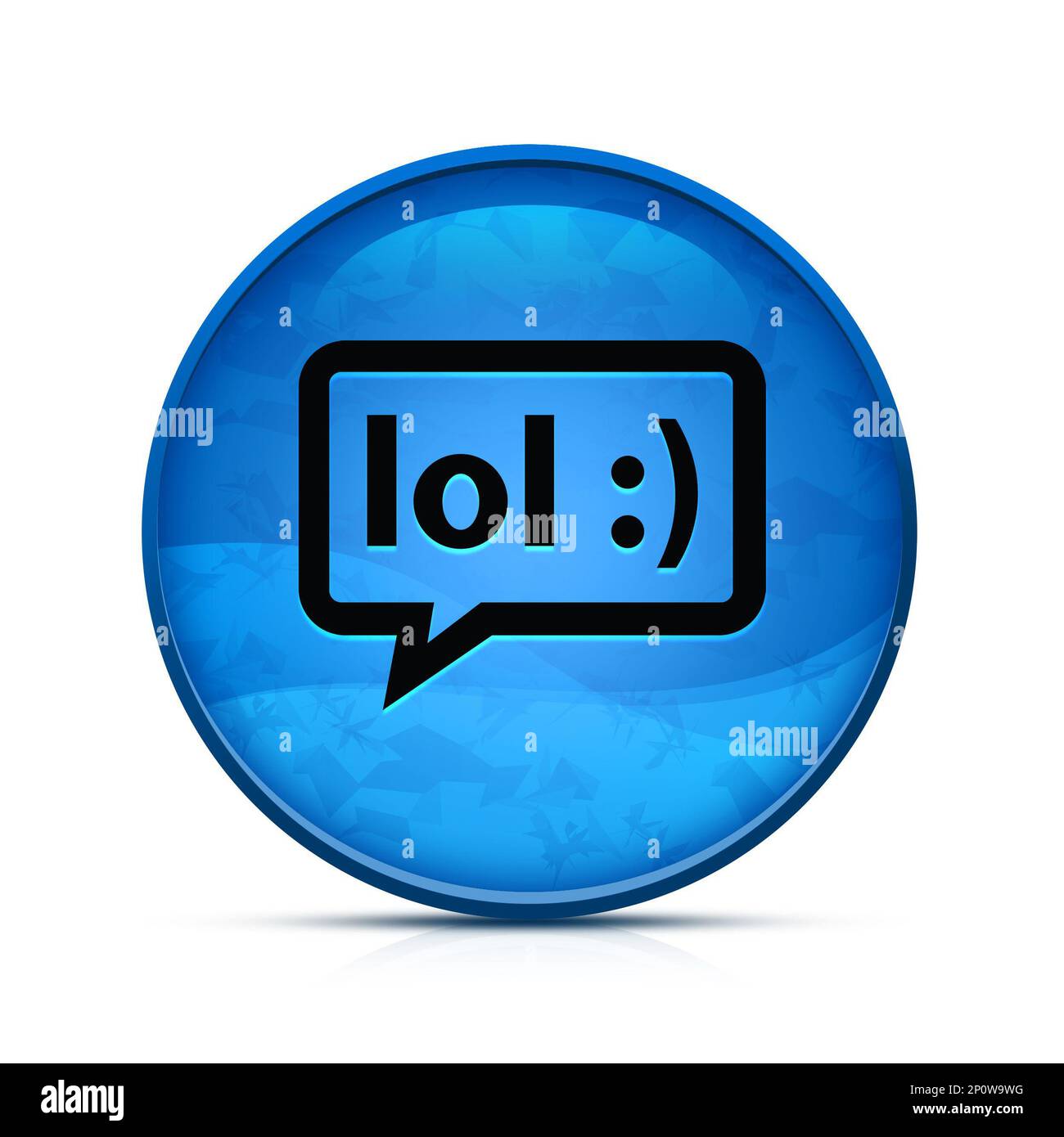 LOL bubble icon on classy splash blue round button Stock Photo - Alamy