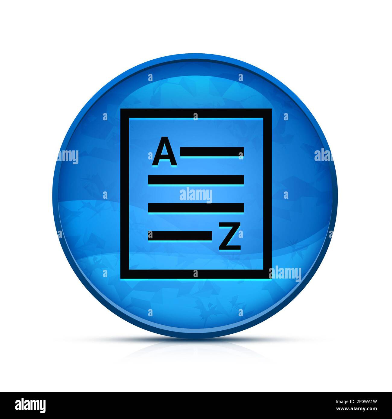 A-Z(list page icon) icon on classy splash blue round button Stock Photo ...
