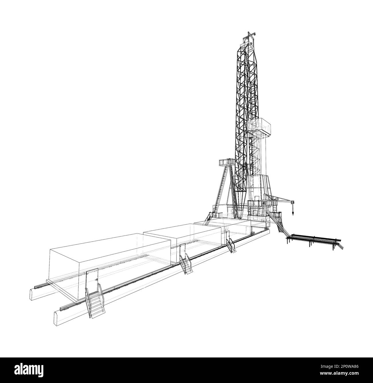 Oil rig. Wire-frame style Stock Photo - Alamy