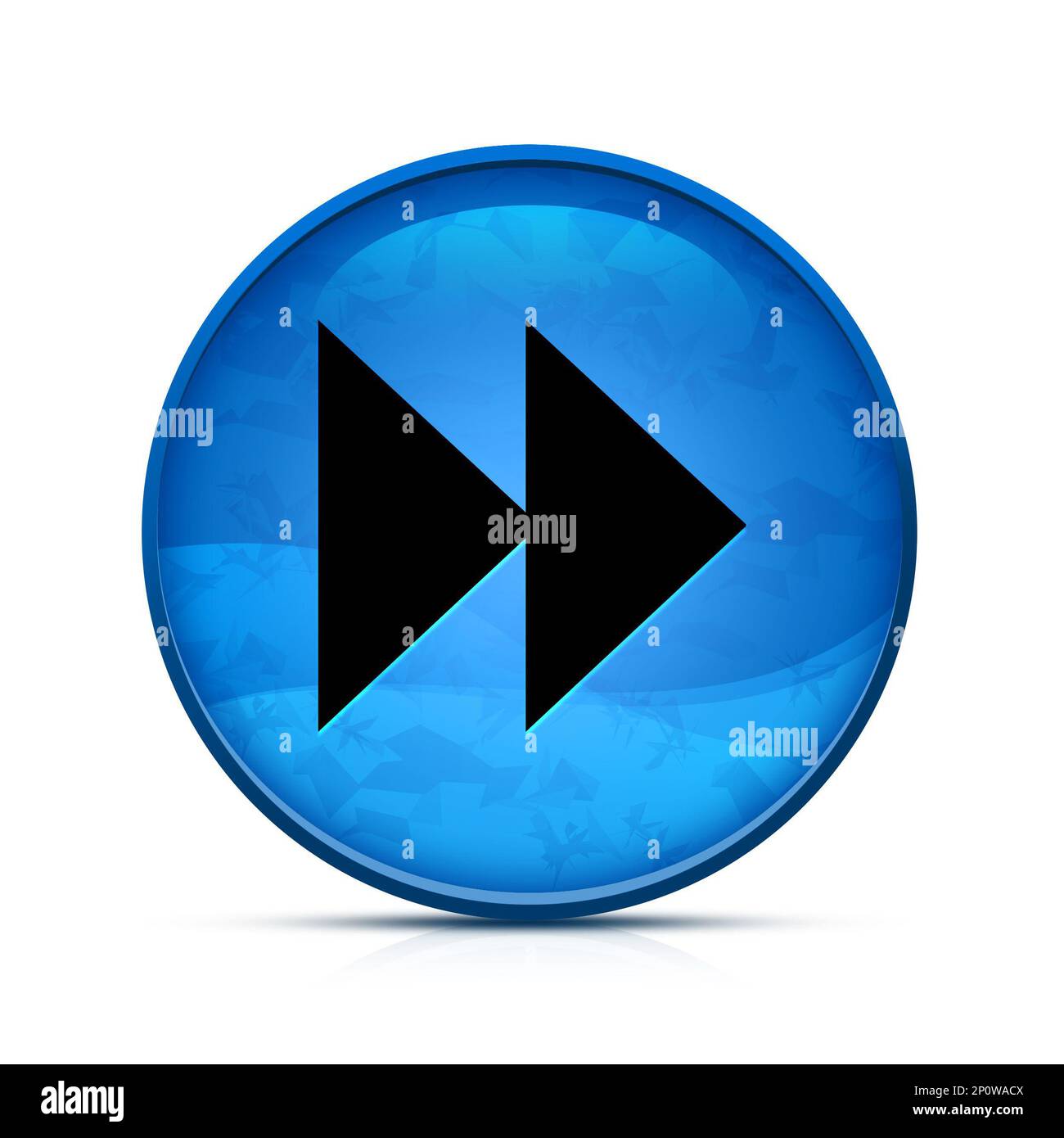 Jump forward icon on classy splash blue round button Stock Photo - Alamy