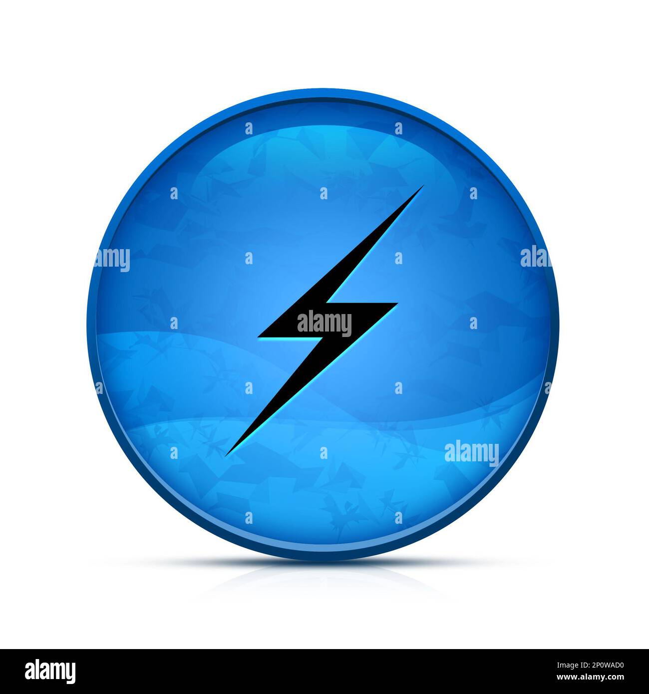 Lightning icon on classy splash blue round button Stock Photo - Alamy