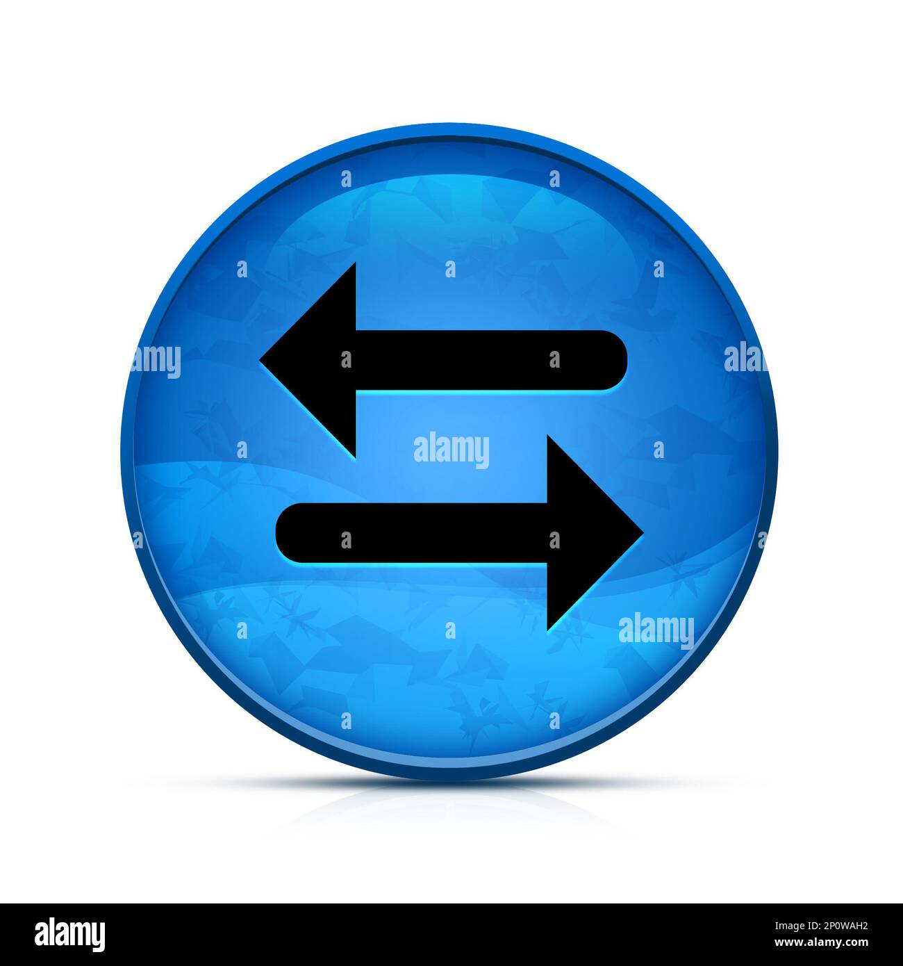 Transfer arrow icon on classy splash blue round button Stock Photo - Alamy