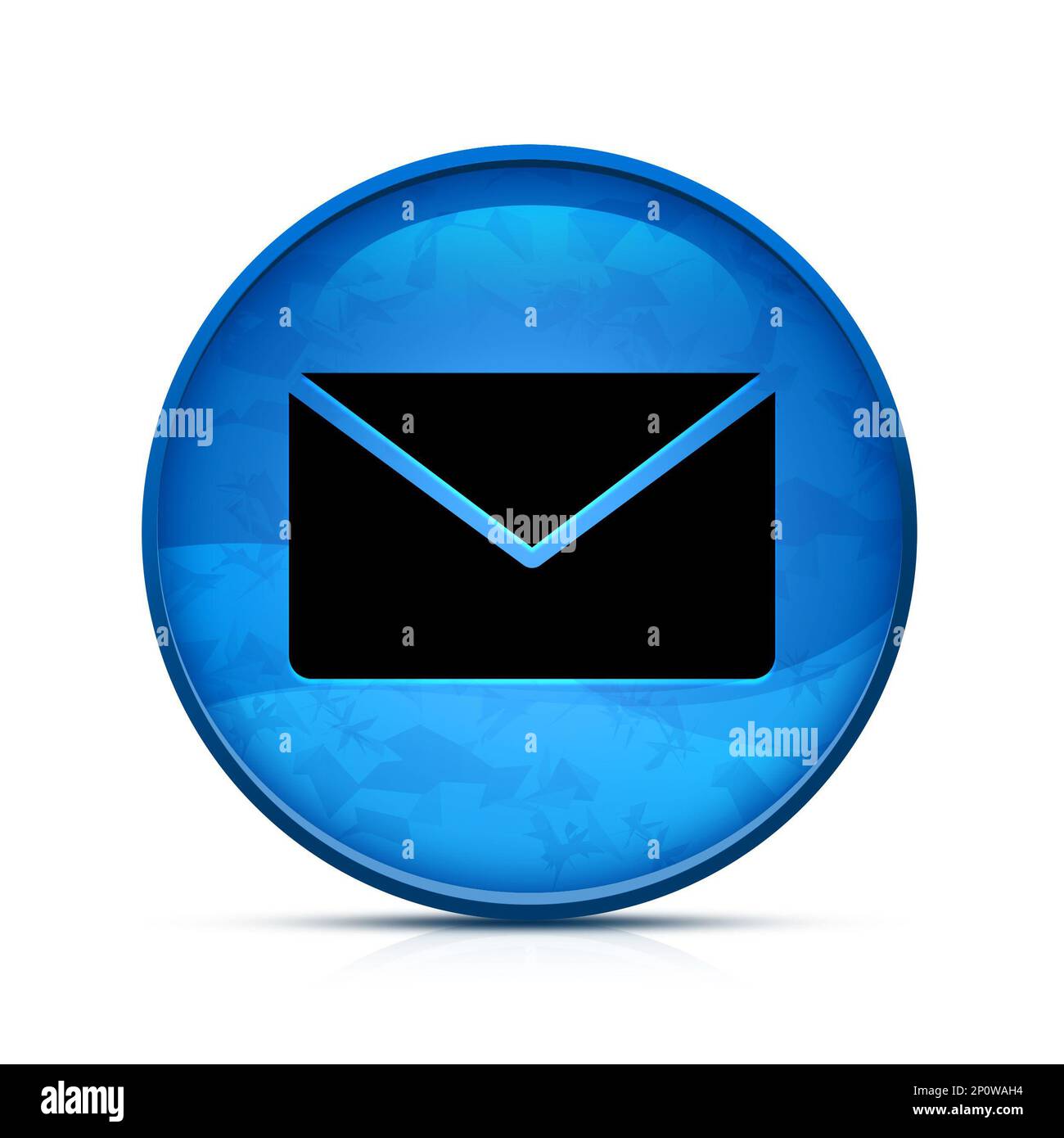 Email icon on classy splash blue round button Stock Photo - Alamy