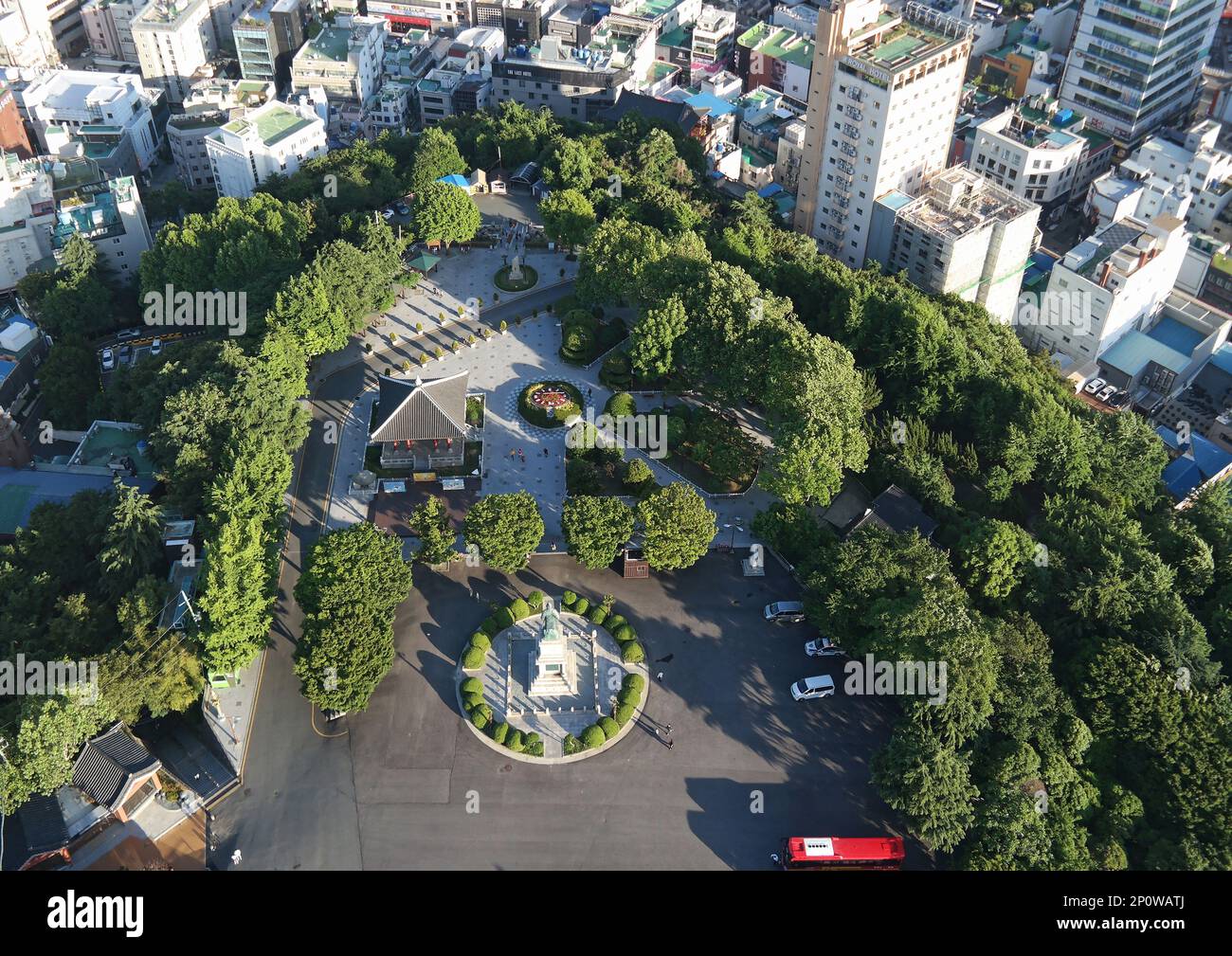 Busan, South Korea - May 2019: Park and Cityscape of around Busan city ...