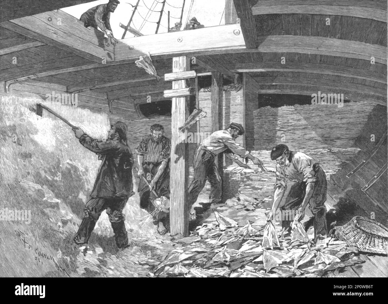 Salting the cod Black and White Stock Photos & Images - Alamy