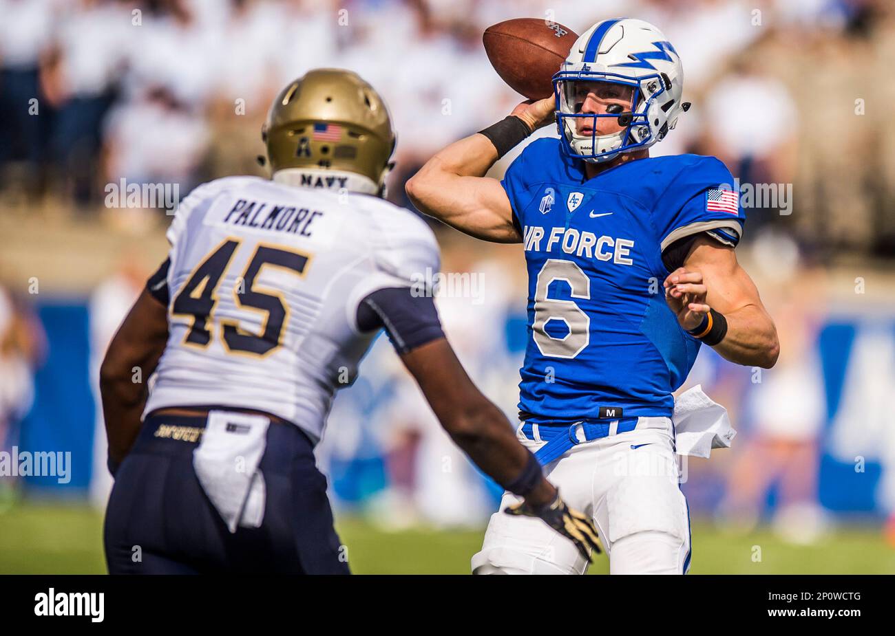 Air Force quarterback Nate Romine (6) passes during an NCAA college ...