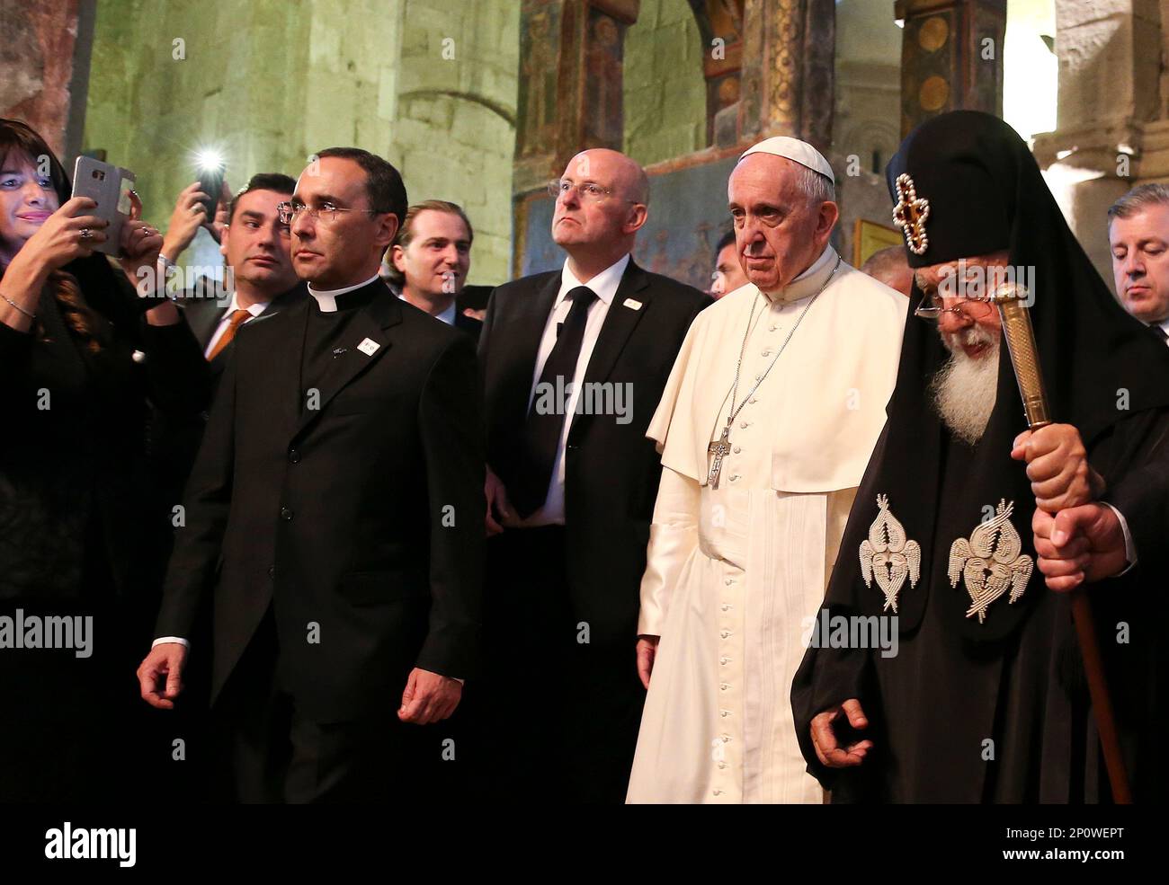 Pope Francis Is Flanked By Georgia S Orthodox Patriarch Ilia Ii During