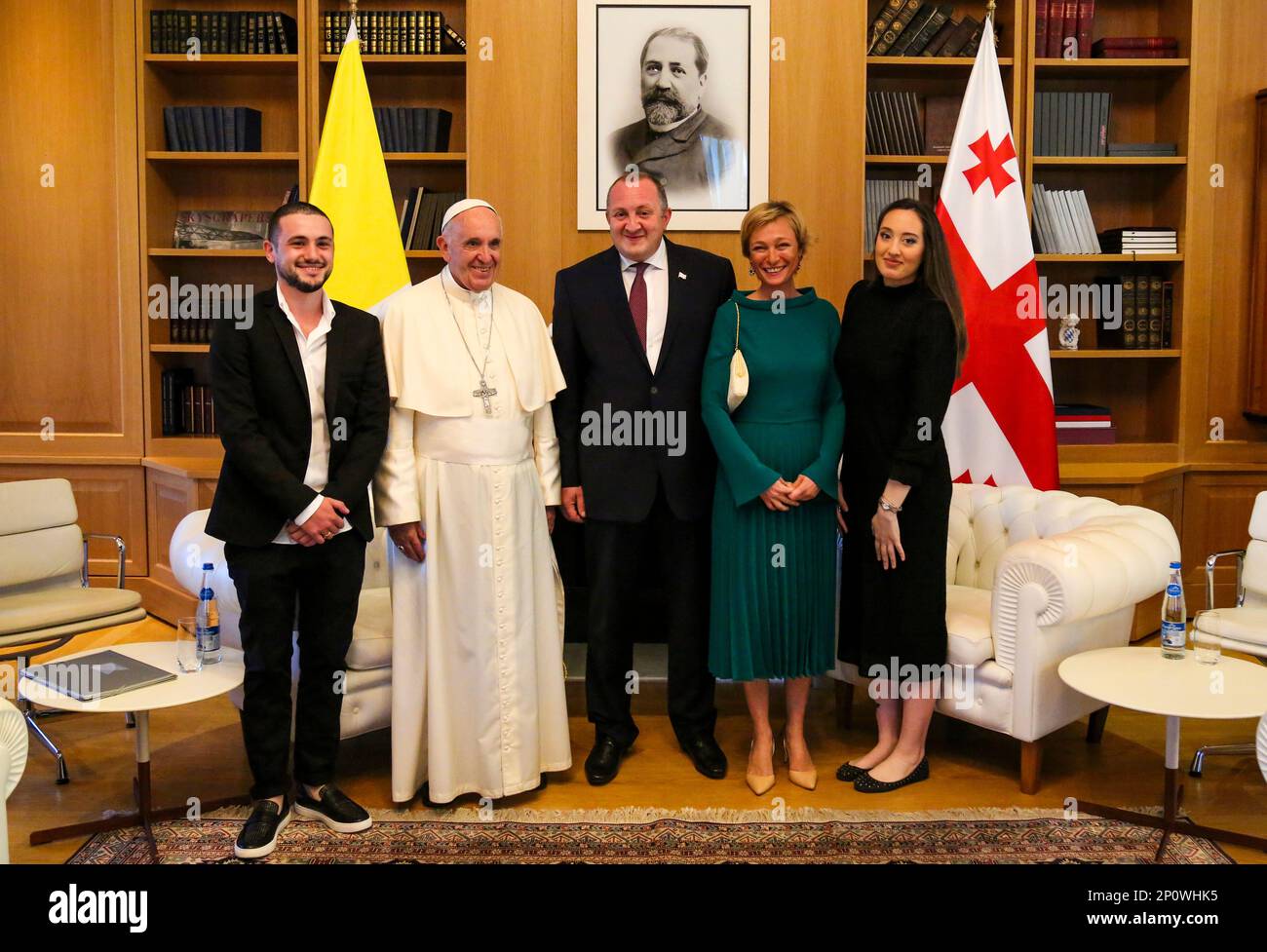 Pope Francis poses for a photo with Georgian President Georgi ...