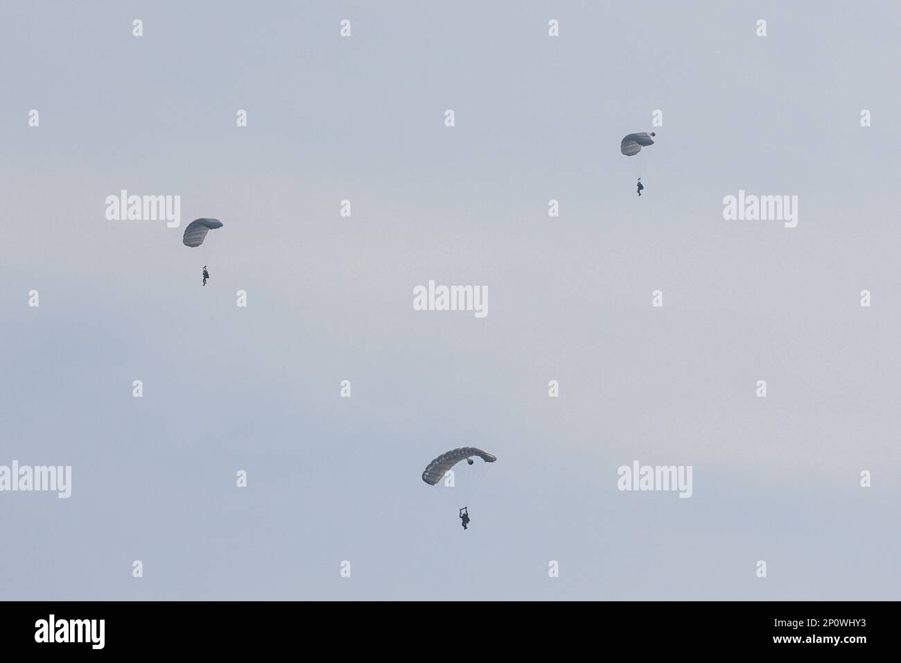 Soldier seen paradropping from the sky during the joint military ...