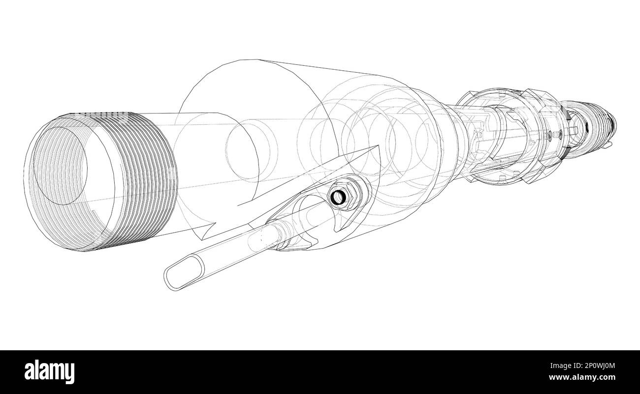 Outline drawing or sketch of cylindrical device Stock Photo - Alamy