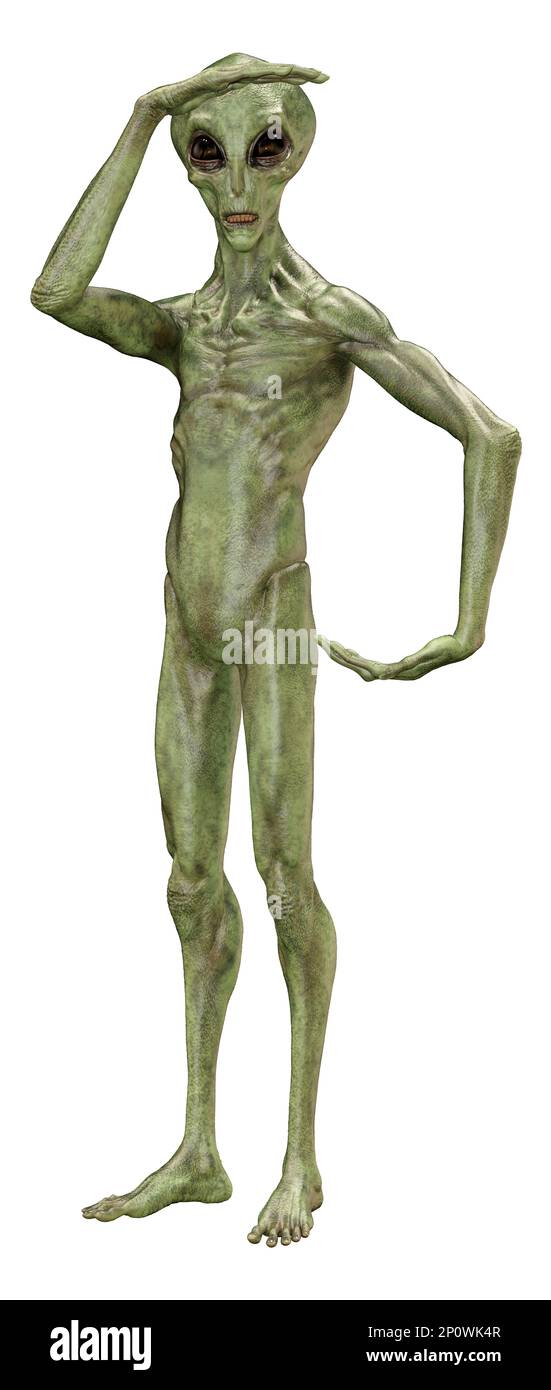 3D rendering of a green alien isolated on white background Stock Photo ...