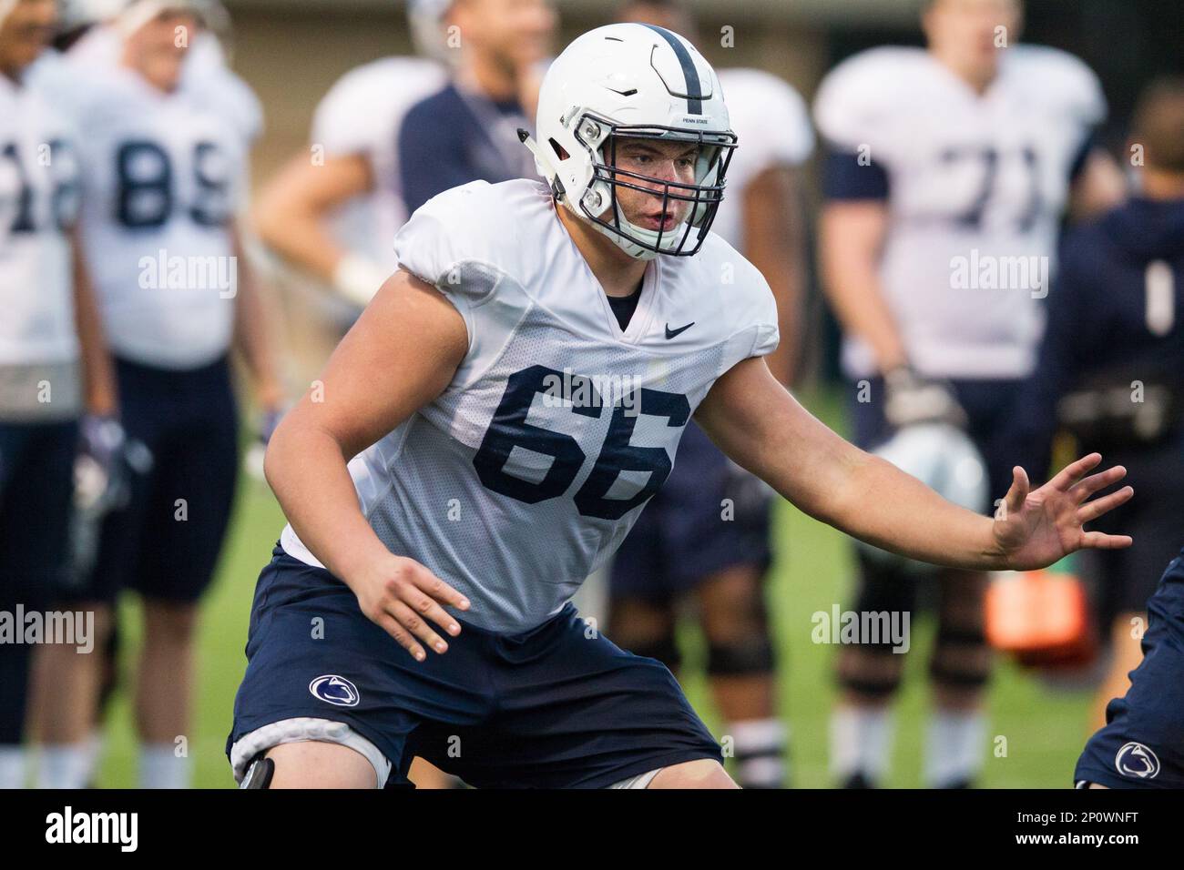Penn State offensive lineman Connor McGovern blocks during football ...
