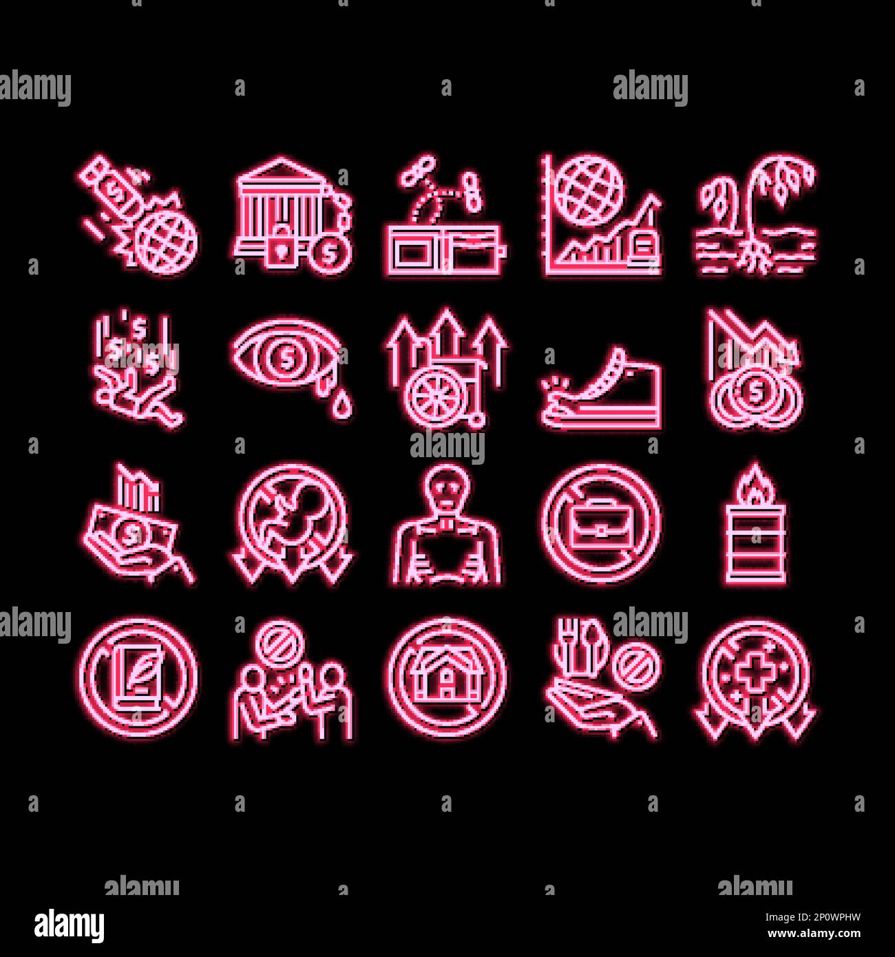 Poverty Destitution neon glow icon illustration Stock Vector Image ...