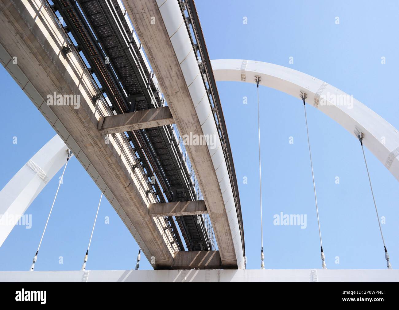 Incheon, South Korea - May, 2019: Railway Bridge structure and arch in ...