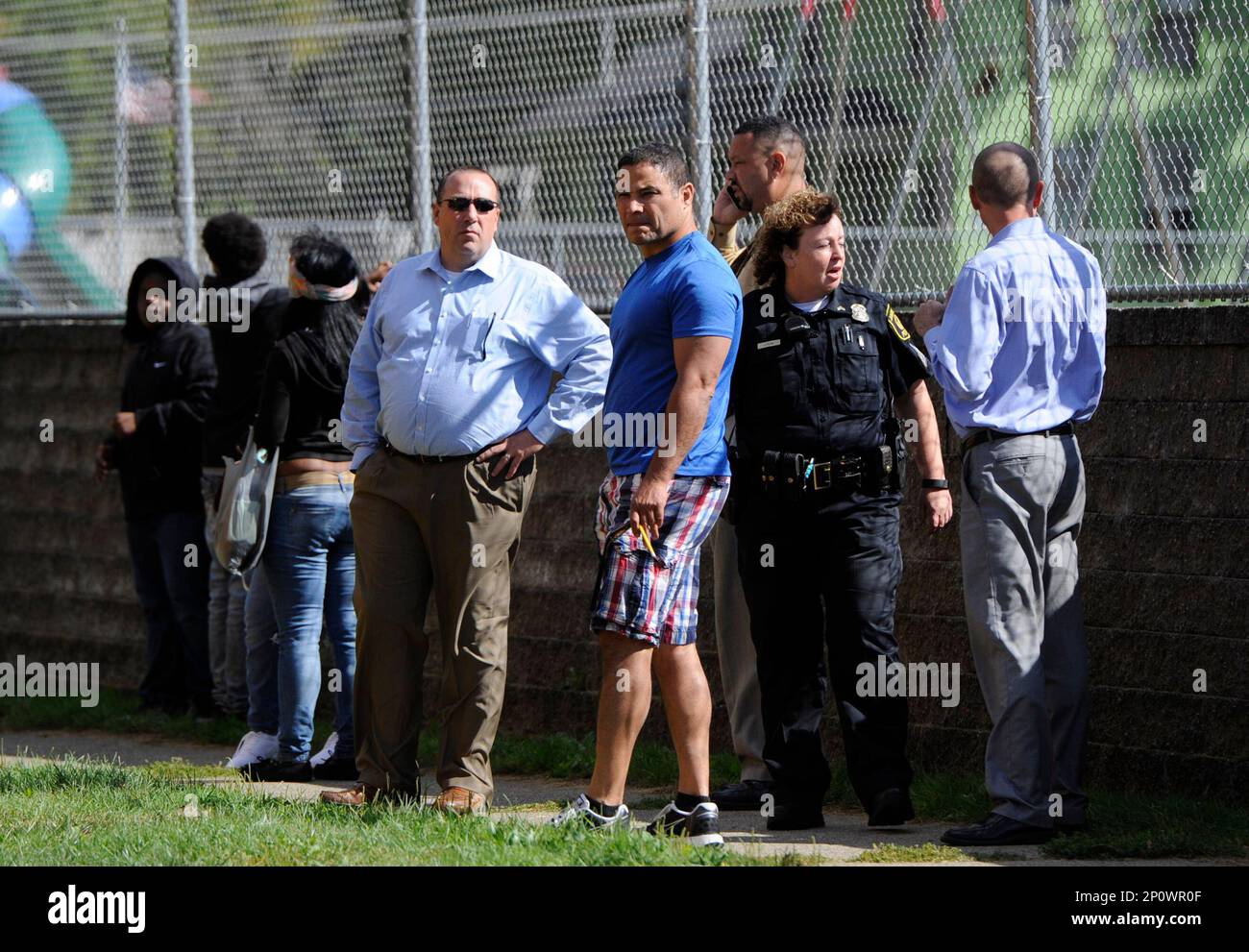Police and rescue personnel work at the scene of a shooting on a school ...