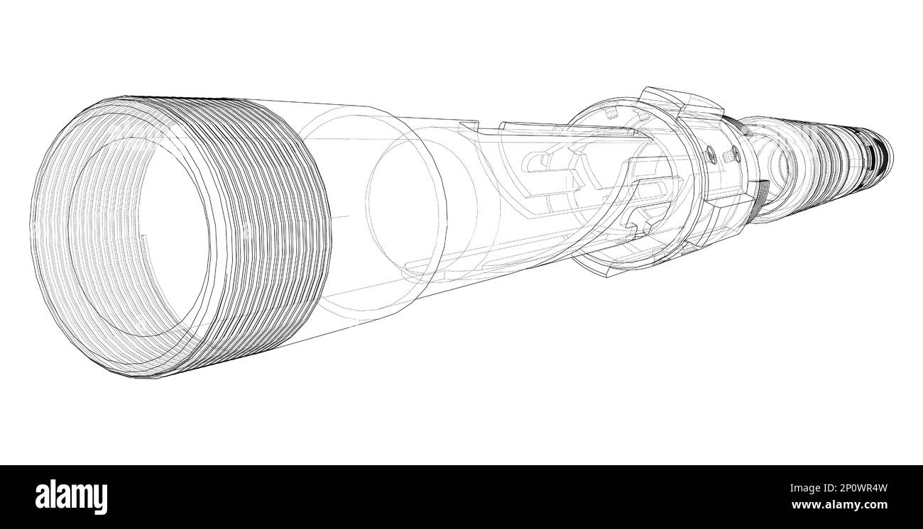 Outline drawing or sketch of cylindrical device Stock Photo - Alamy