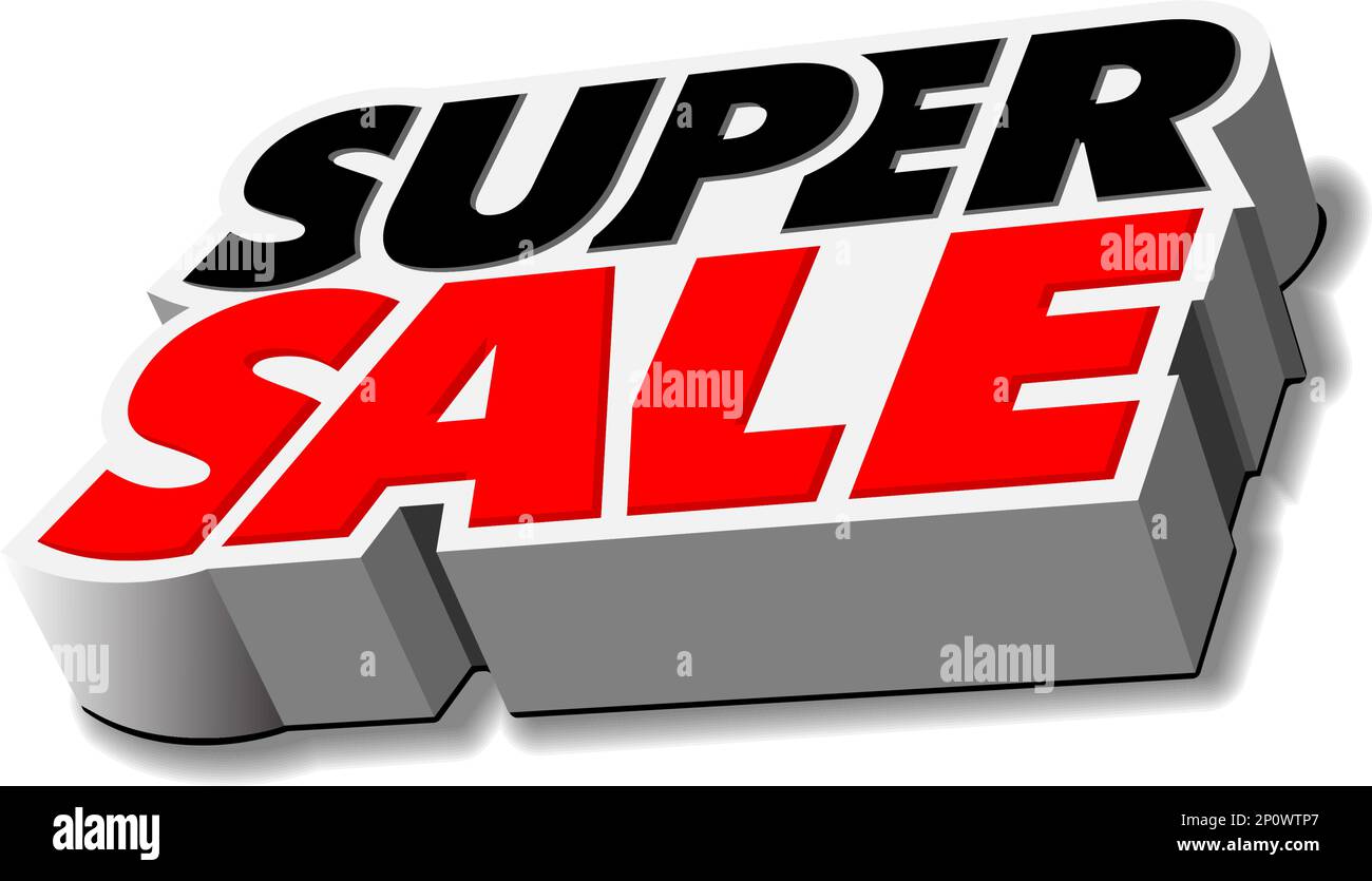 Super sale lies on plate. 3D design element on transparent background ...