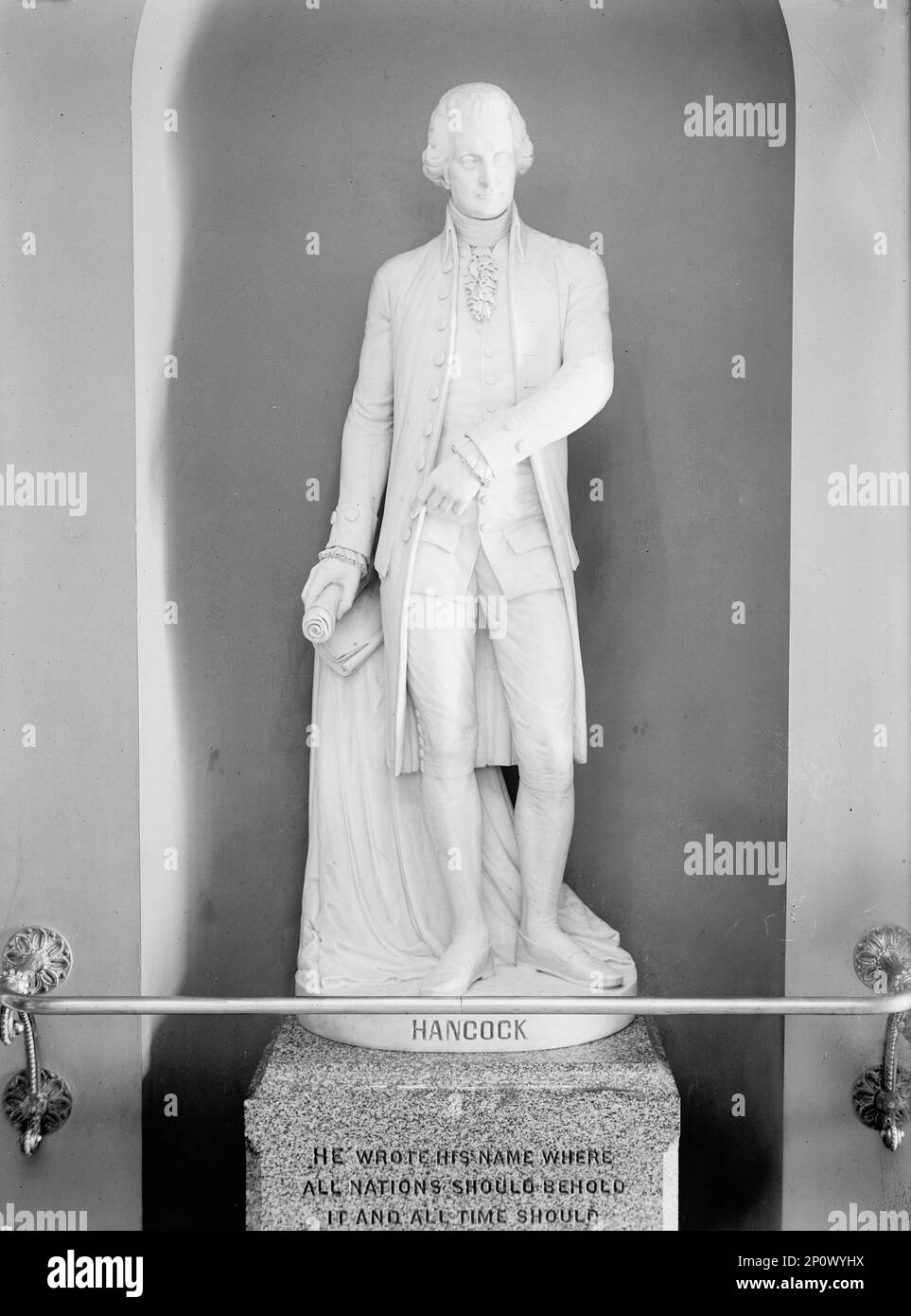Statue of John Hancock, 1914. Marble sculpture in the US Capitol by ...