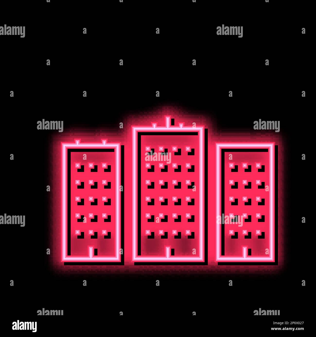 city high buildings neon glow icon illustration Stock Vector Image ...
