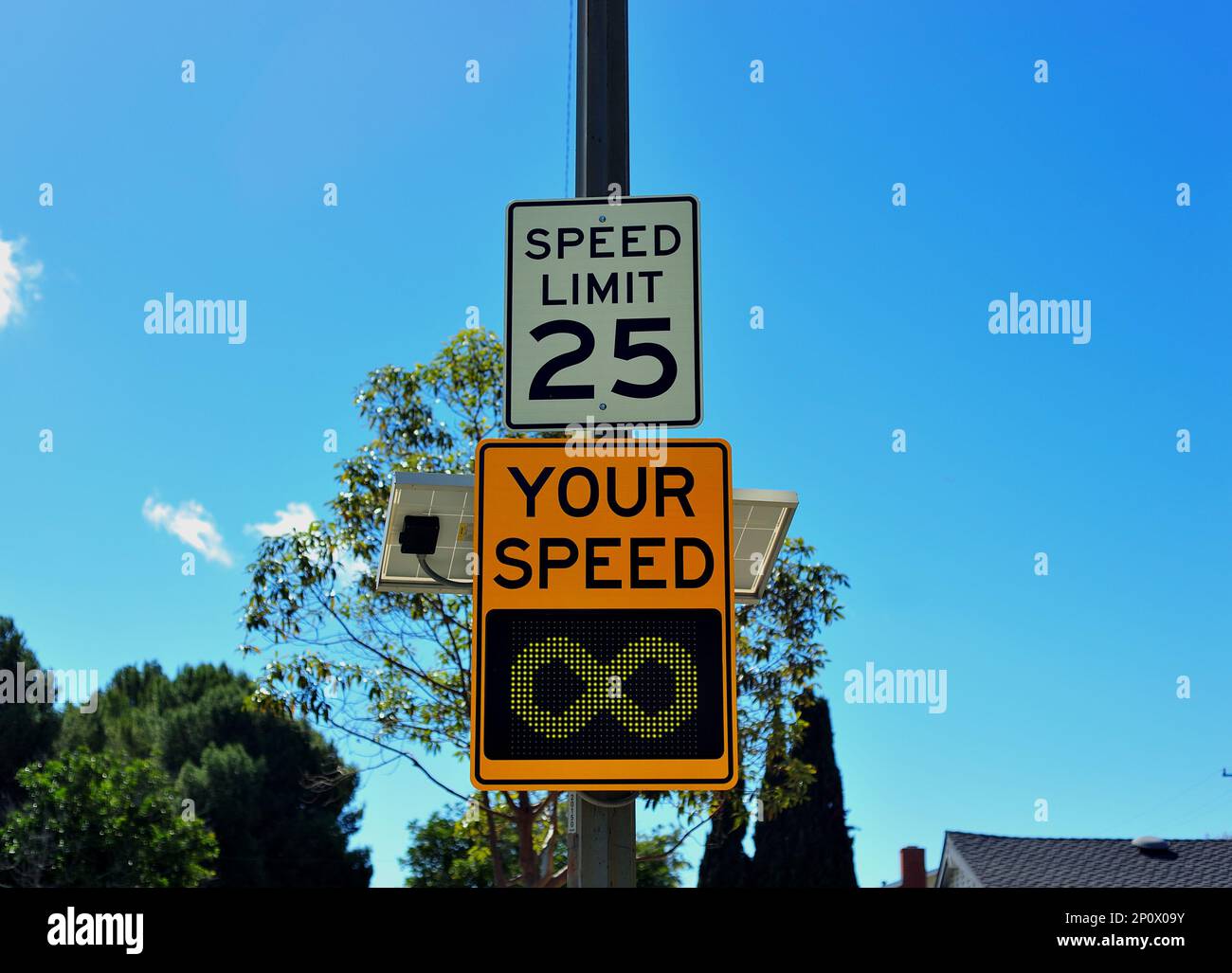 A speed monitoring sign measures excessive speed and displays an ...