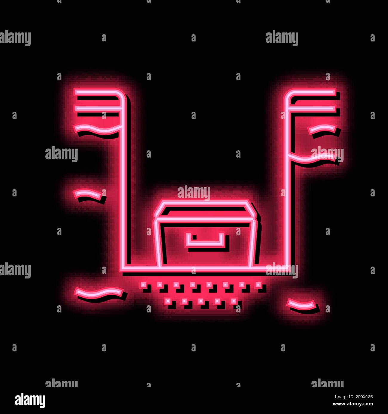 coffin in burial pit neon glow icon illustration Stock Vector Image ...