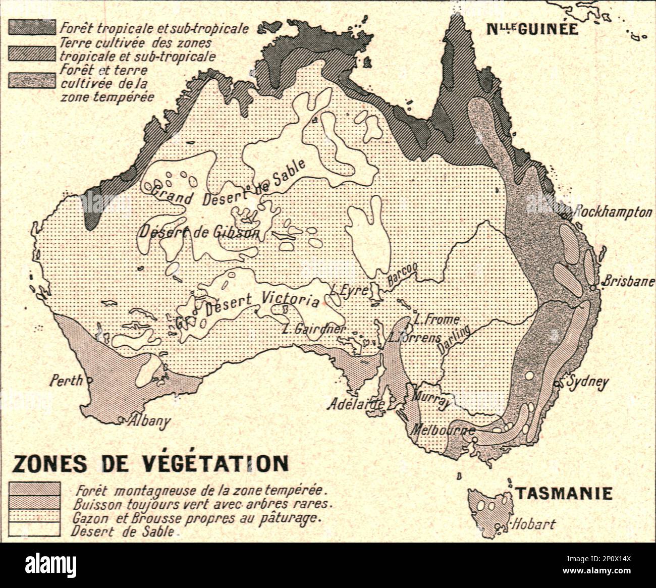 ''Australie Zones de Vegetation; Les Terres Du Pacifique', 1914. From ...