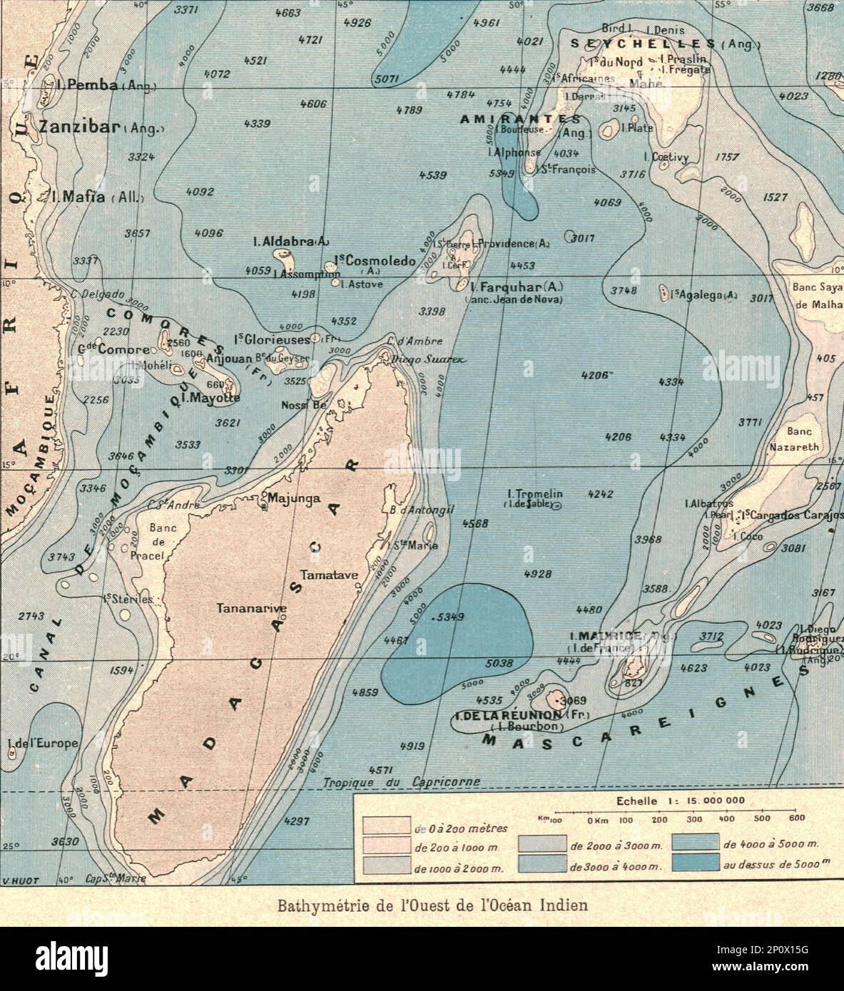 ''Bathymetrie de l'Ouest de l'Ocean Indien; Iles Africaines de la mer ...