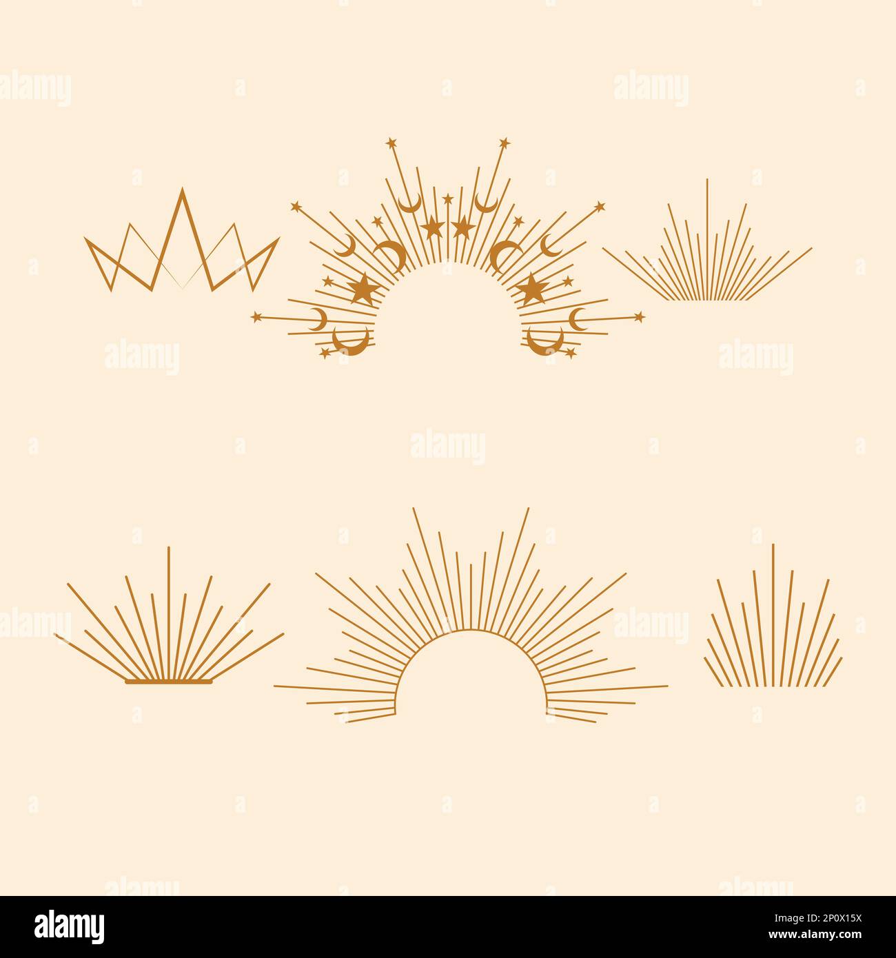 Premium style abstract gold crown symbol set. Royal king icon. Modern ...