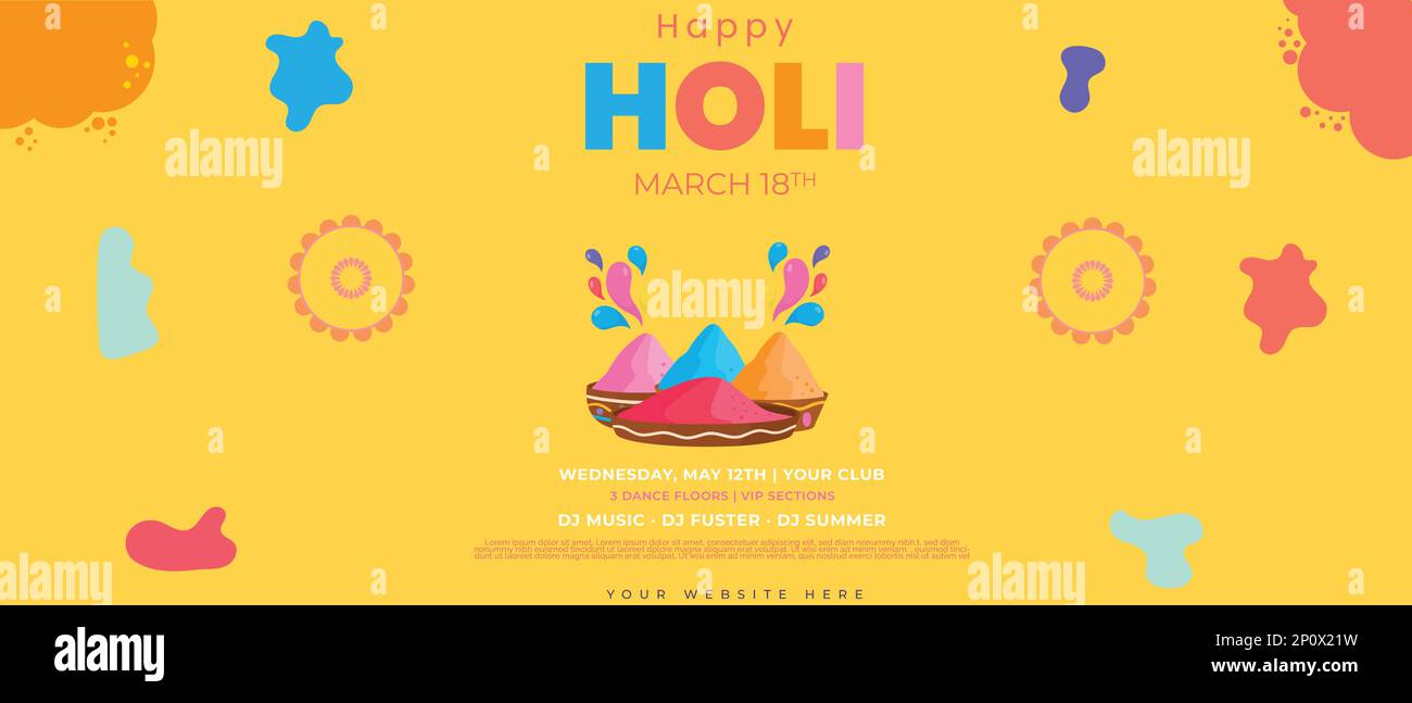 Happy Holi horizontal background template design. color festival of ...