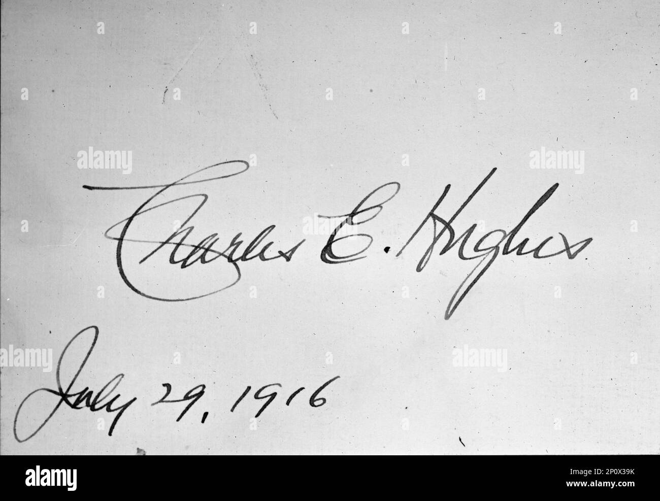 Signature of Charles Evans Hughes, 29 July 1916. Statesman, politician ...