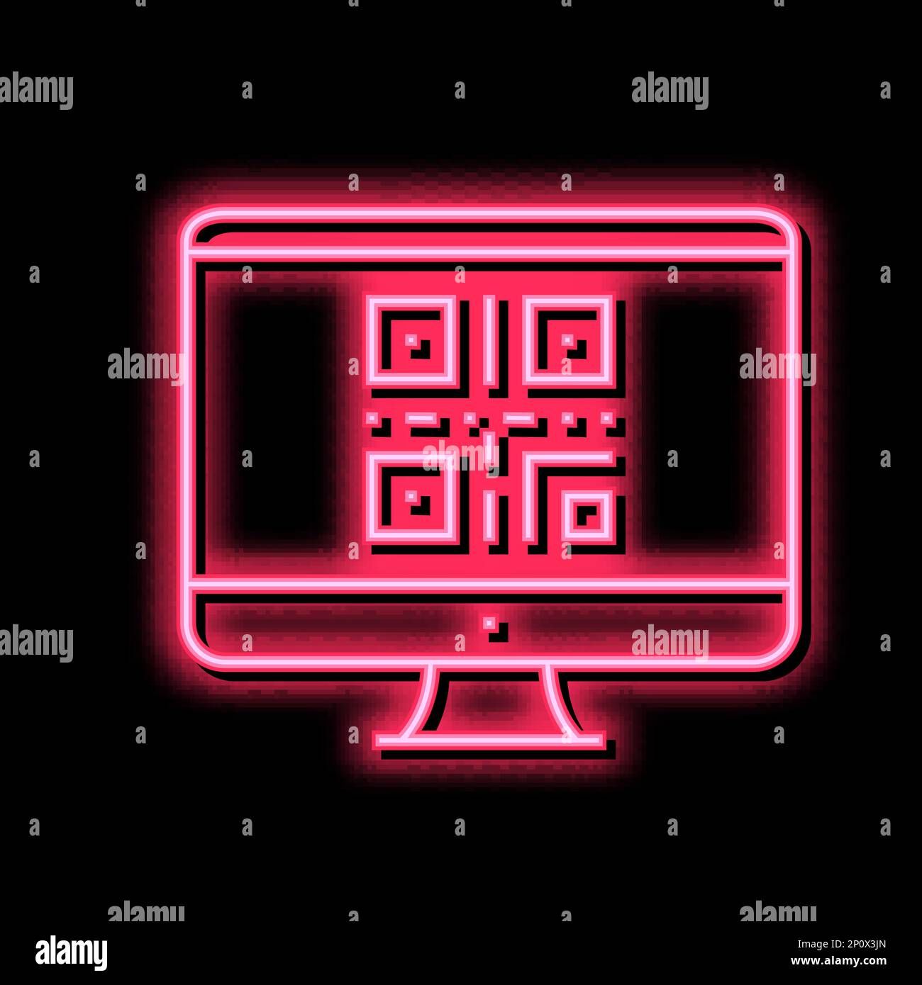 qr code on computer screen neon glow icon illustration Stock Vector ...