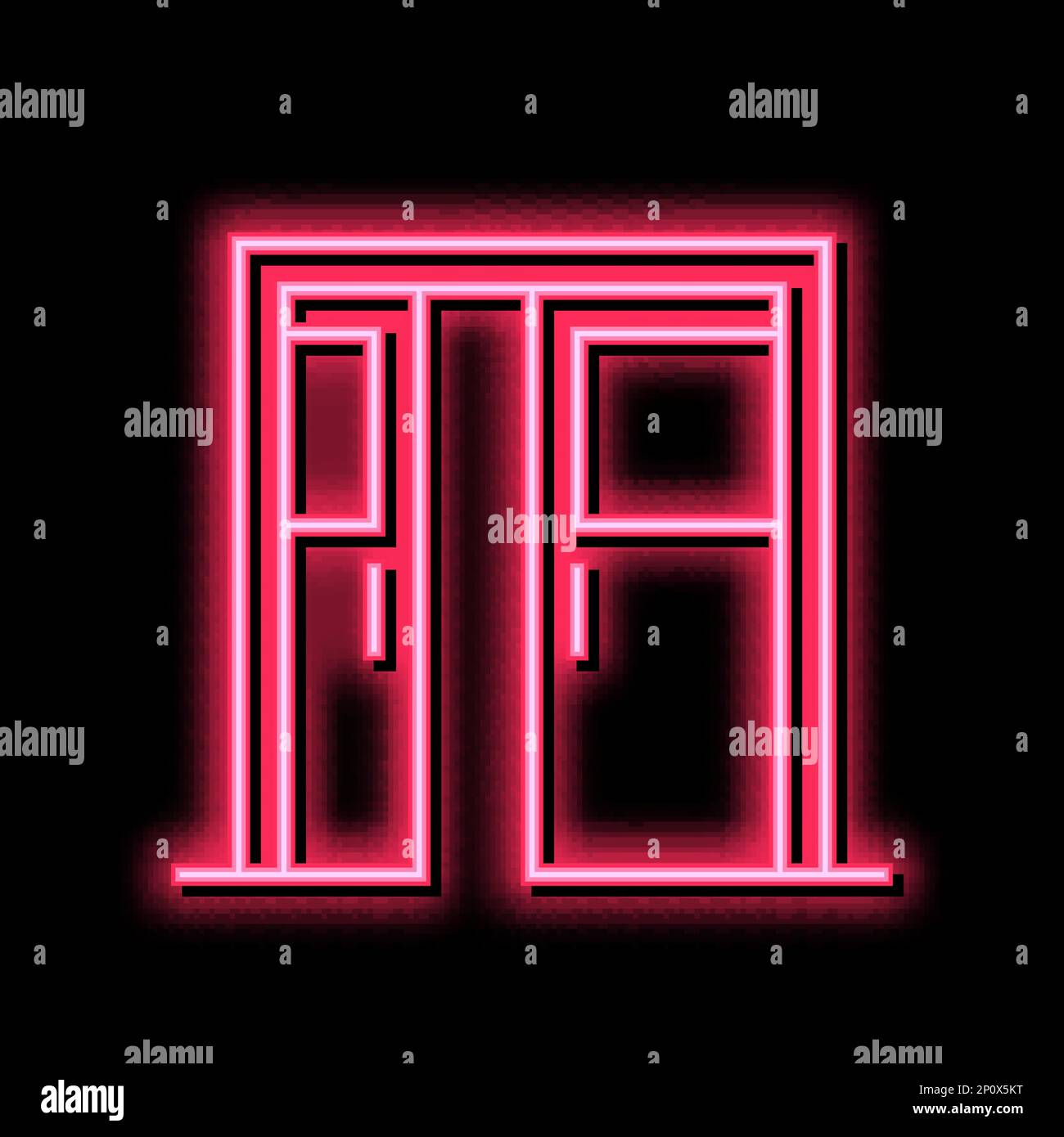 sliding double door neon glow icon illustration Stock Vector Image ...