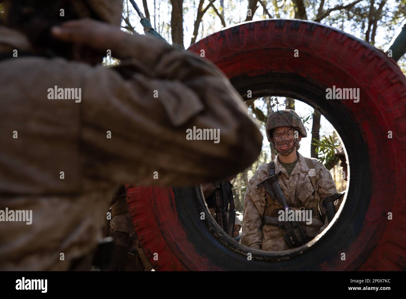 Recruits with Kilo Company, 3rd Recruit Training Battalion, take on the ...
