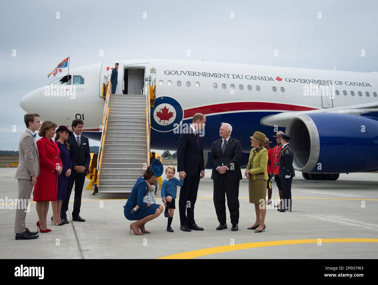 Governor General David Johnston, second right, and his wife Sharon, right, greet Prince William ...