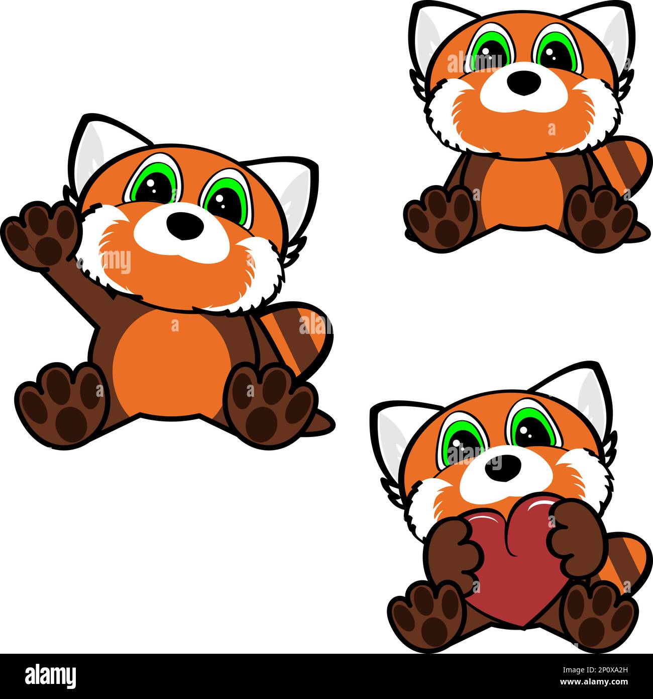 cute little chibi baby red panda character cartoon sitting pack in ...