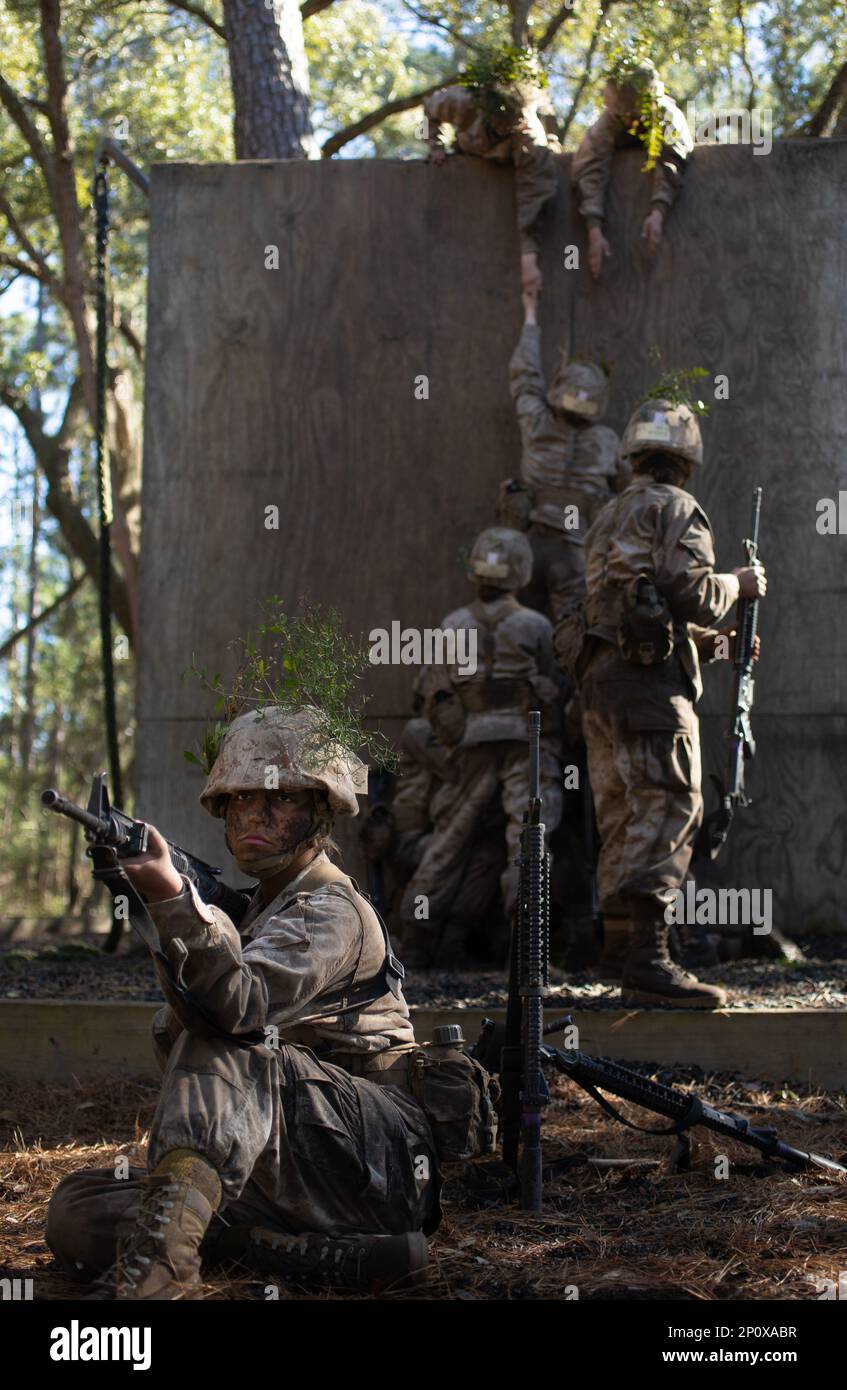 Recruits with Kilo Company, 3rd Recruit Training Battalion, take on the ...